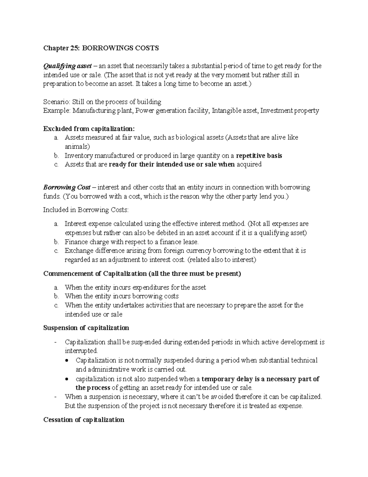 Chapter 25: Borrowing Costs Analysis, Intermediate Accounting 1 - Studocu