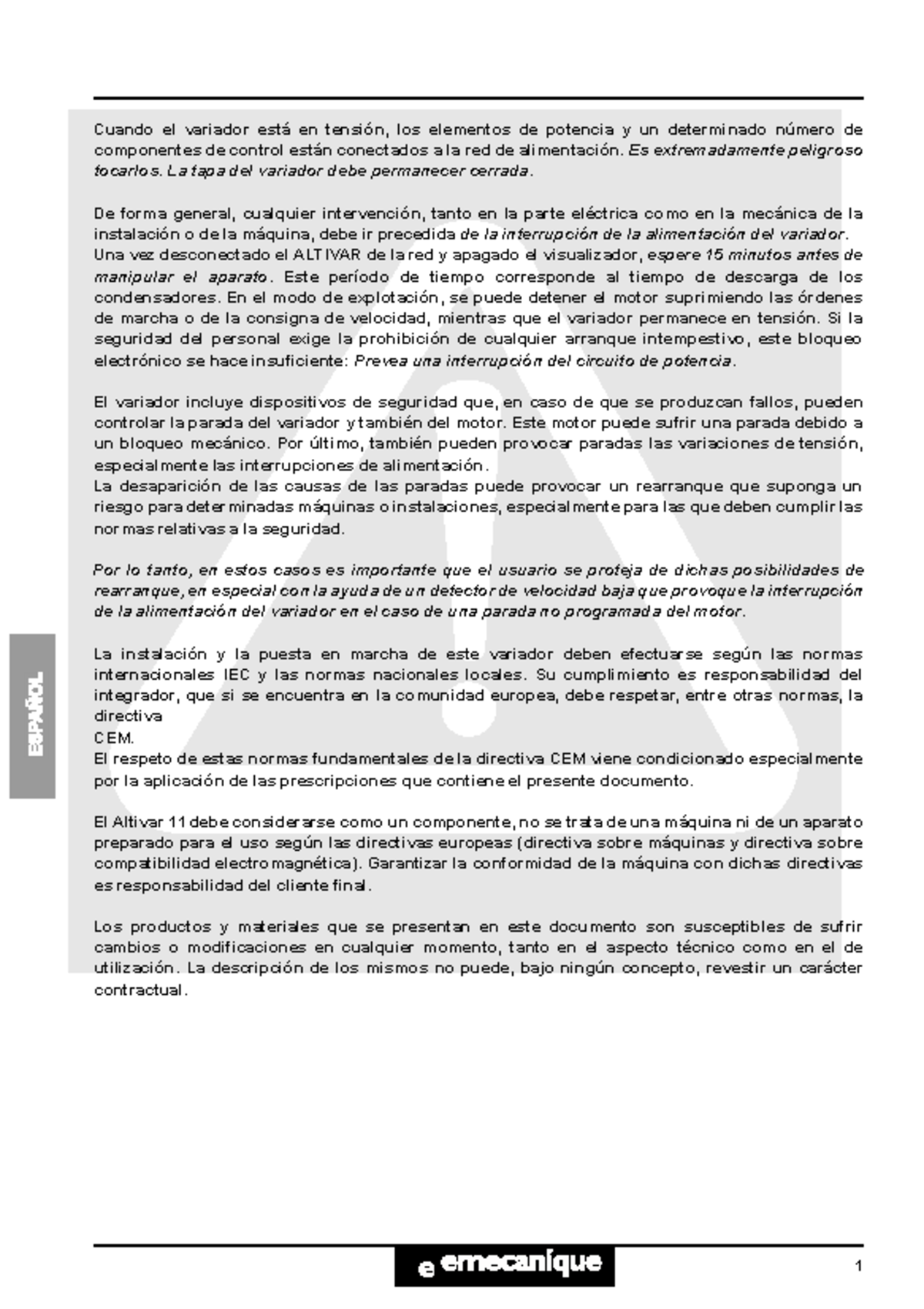 Manual Técnico del Variador de Velocidad Altivar 11 (ATV11) - Studocu