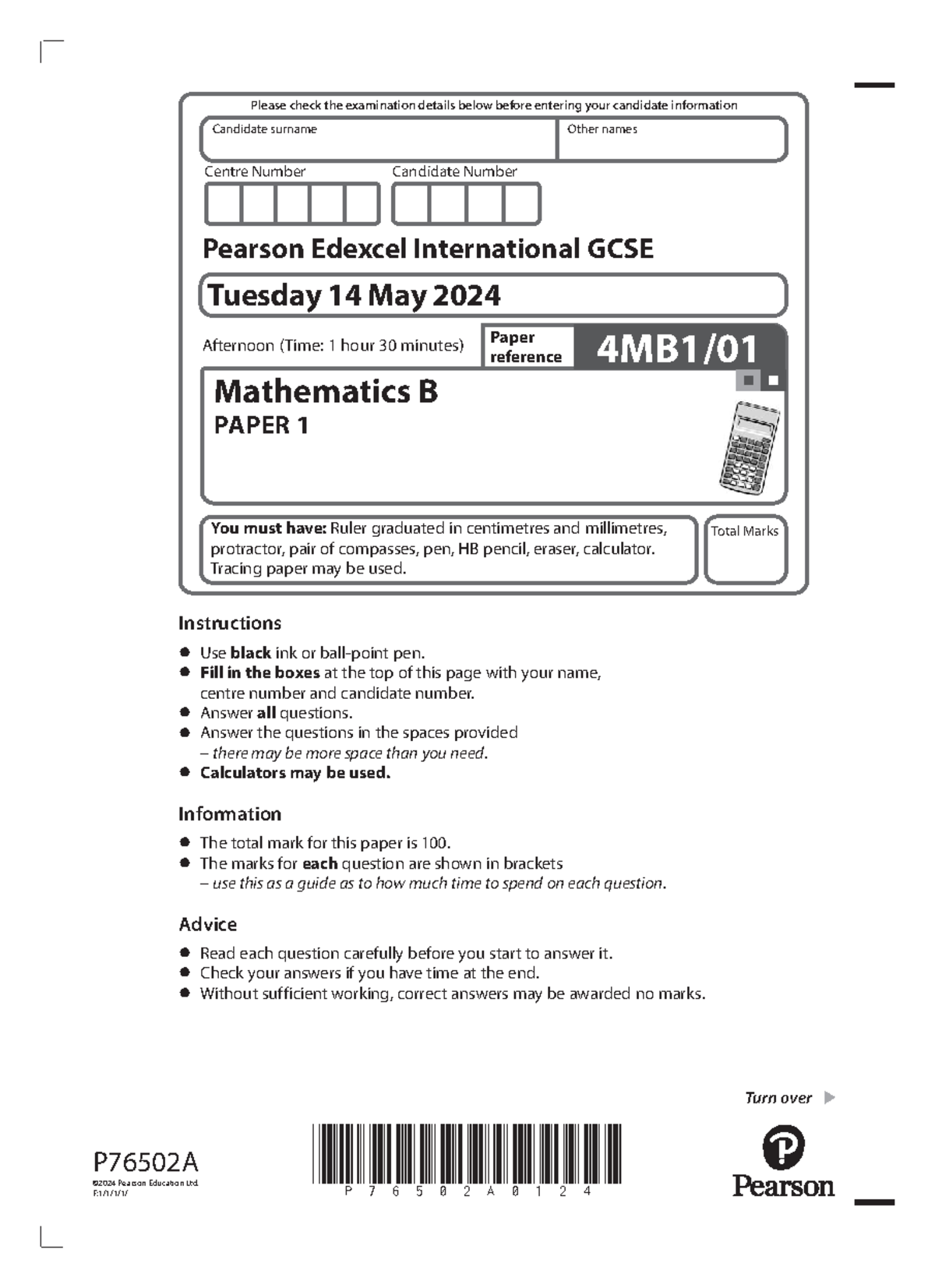 4MB1 01 Final Exam Questions - Mathematics B (May 2024) - Studocu