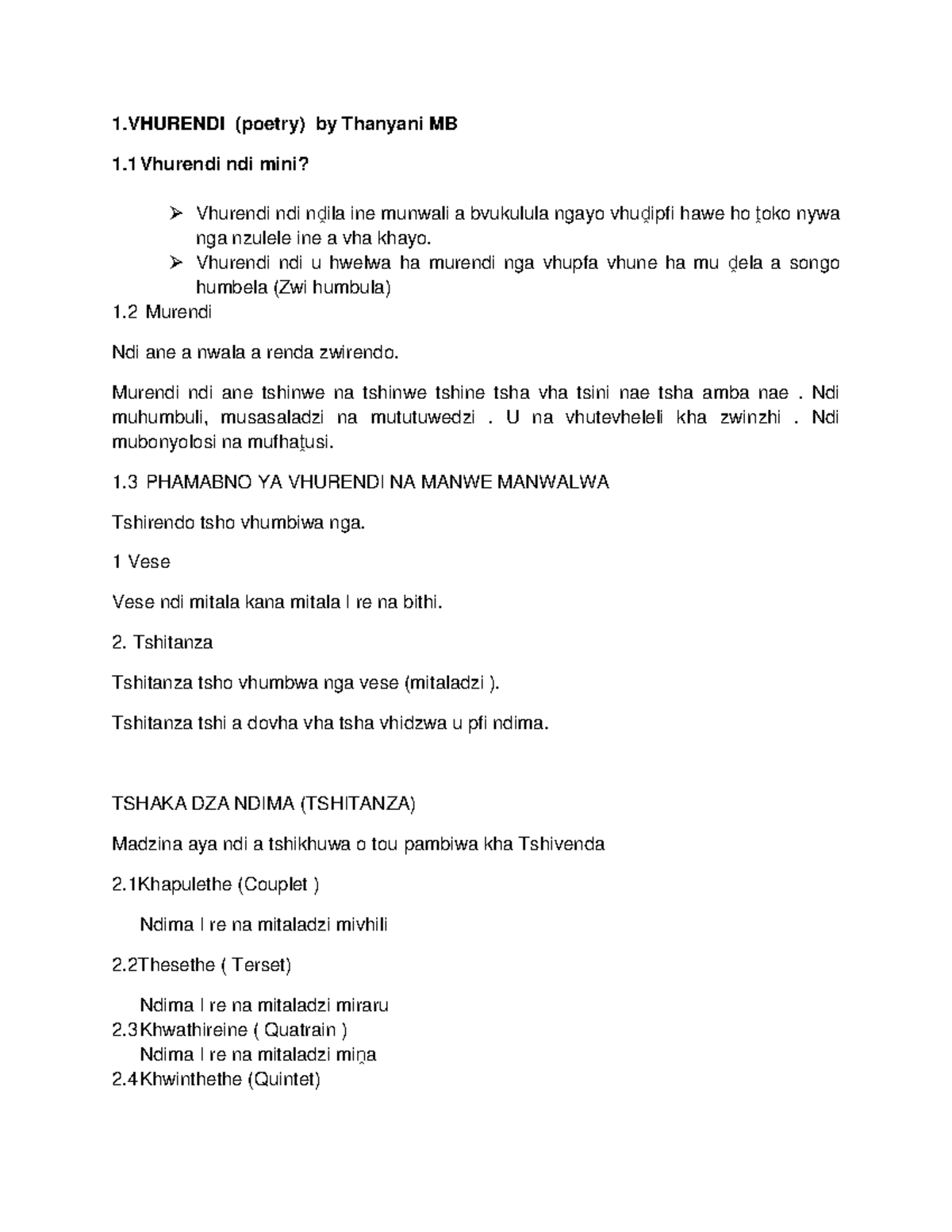 Vhurendi 101: Poetry Analysis by Thanyani MB with Thematic Exploration ...