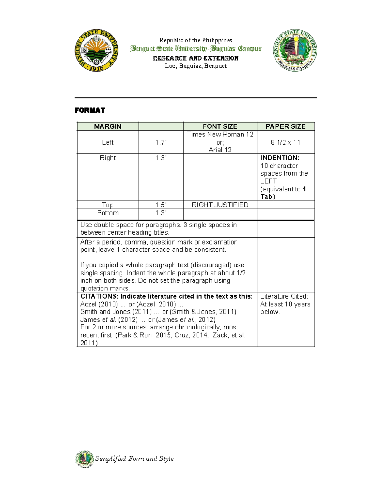 BSU Research Format Guidelines for Theses and Dissertations - Studocu