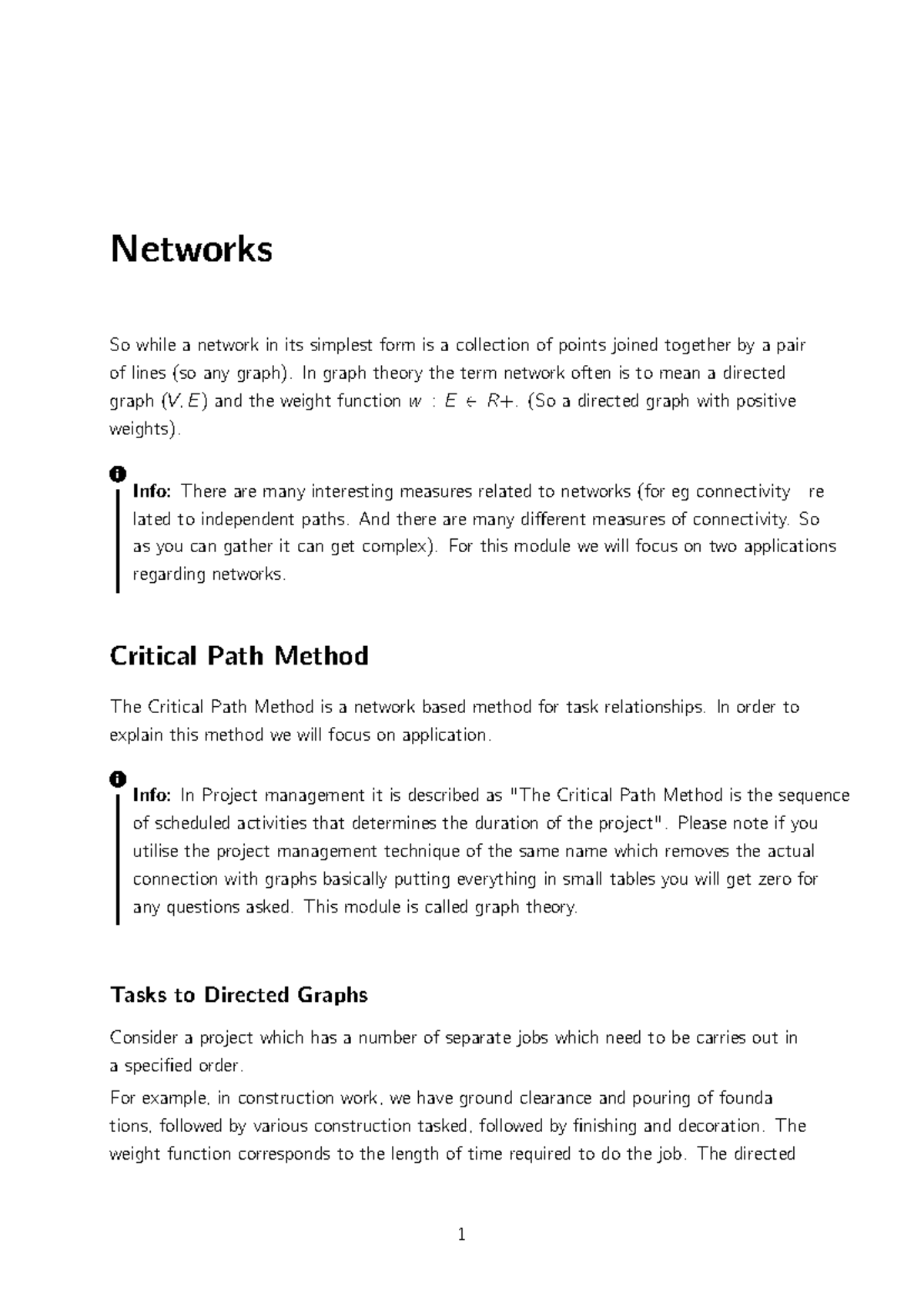 Graph Theory: Critical Path Method and Directed Graphs - Studocu