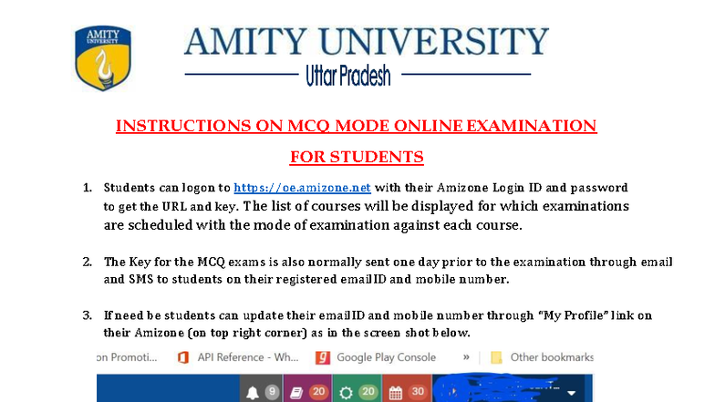 MCQ MODE ONLINE EXAM INSTRUCTIONS FOR STUDENTS - Studocu