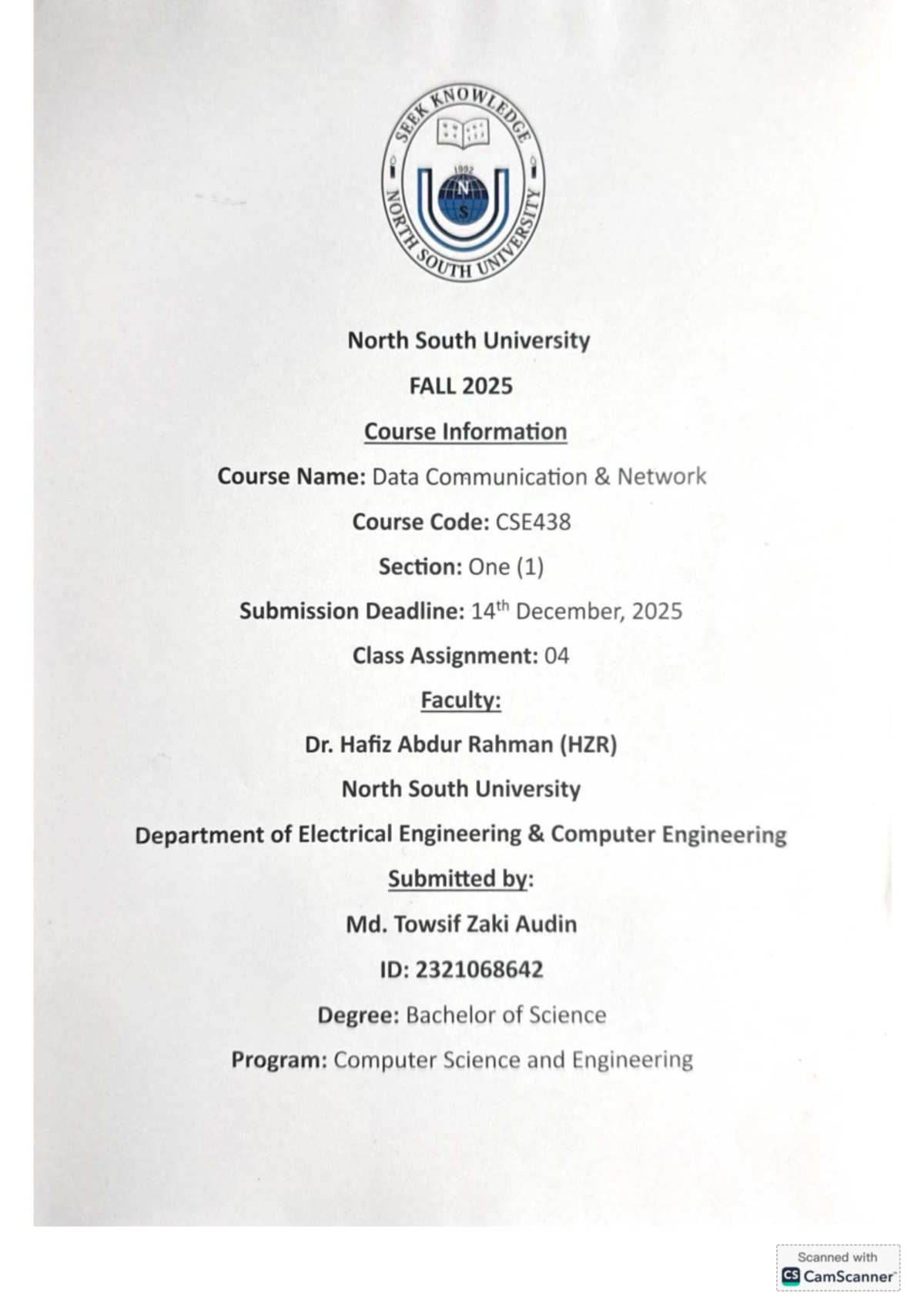 CSE438 Assignment 04: Data Communication Network Insights - Studocu
