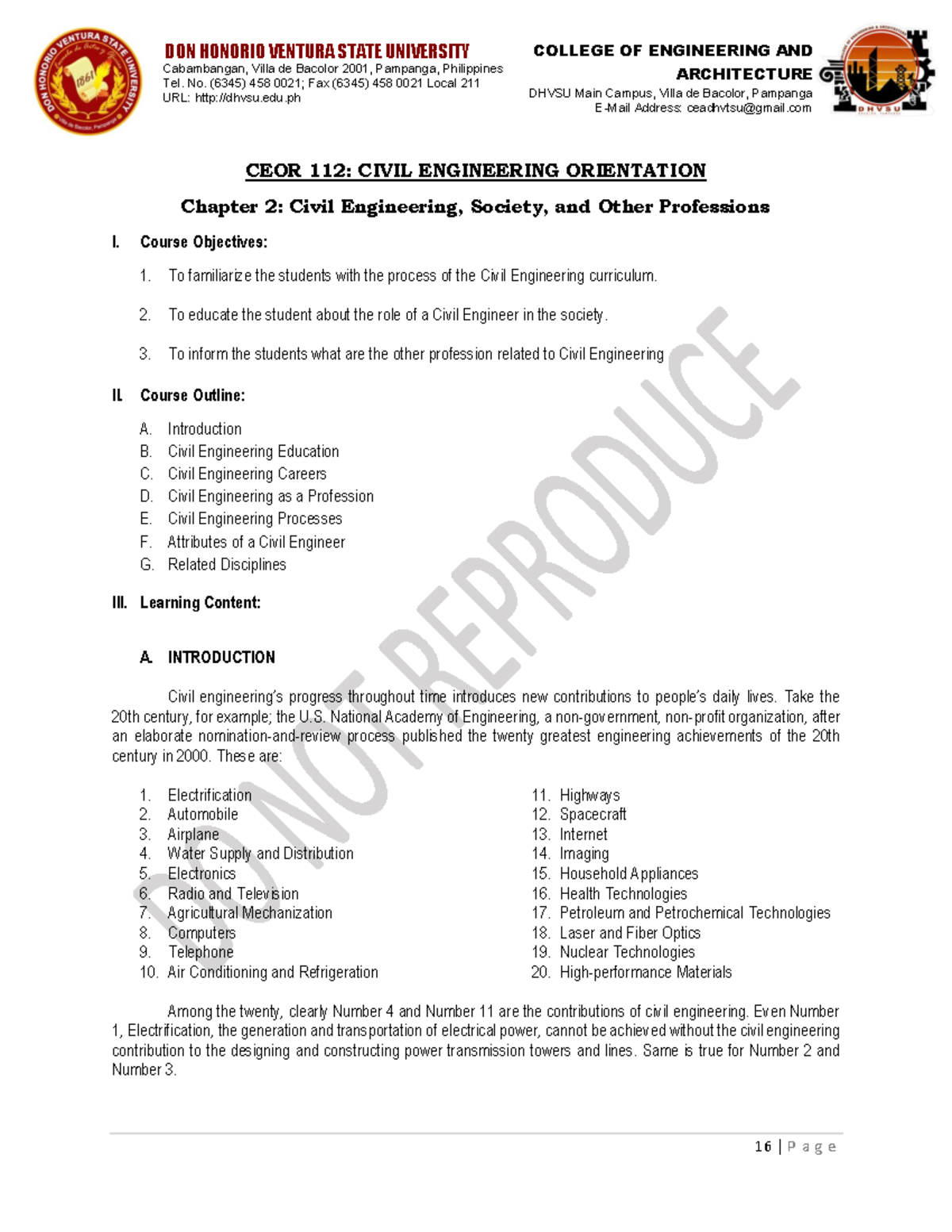 CEOR 112: Module 2 - Civil Engineering, Society, and Professions - Studocu