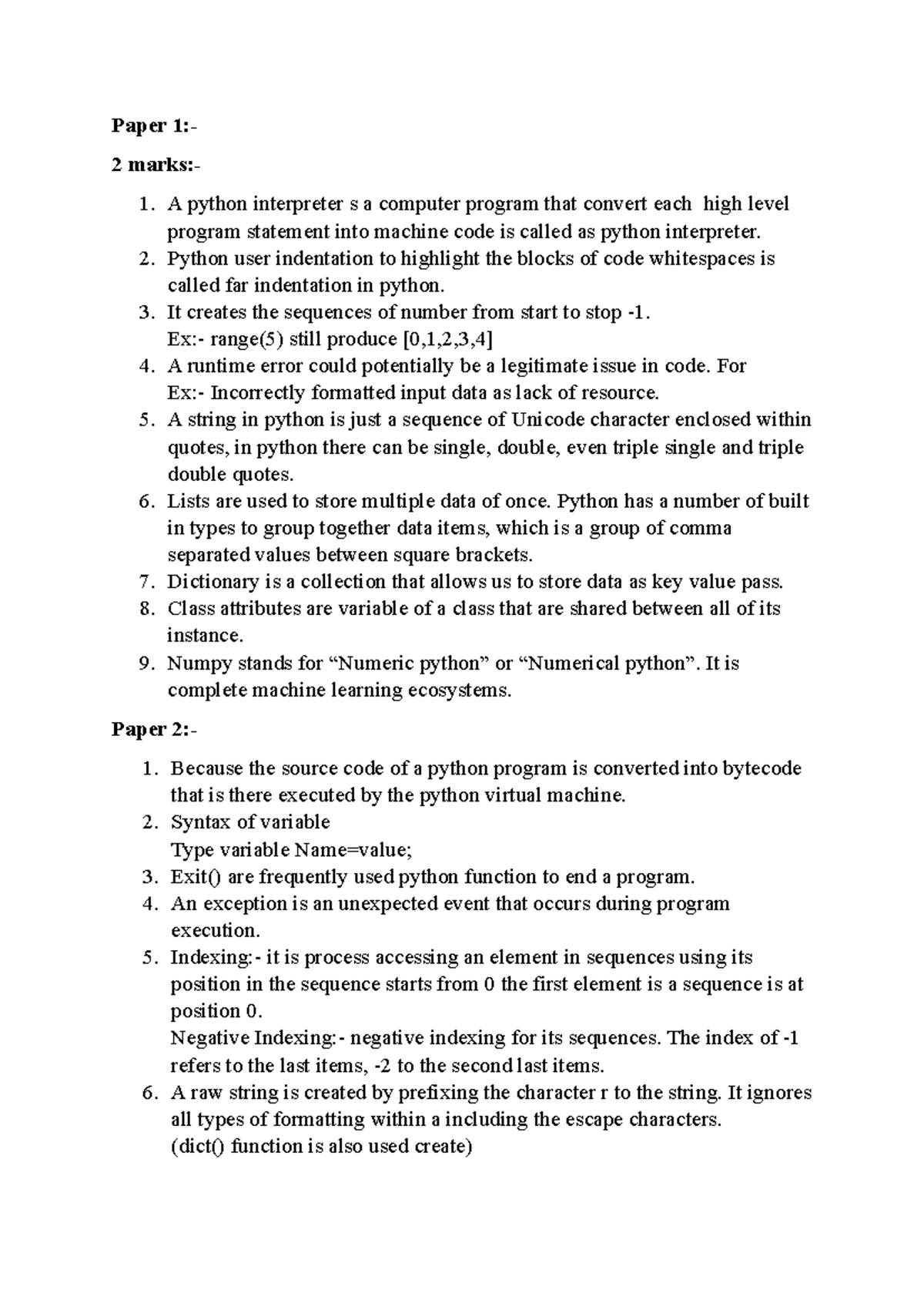 Python Answers: Key Concepts and Functions in Python Programming - Studocu