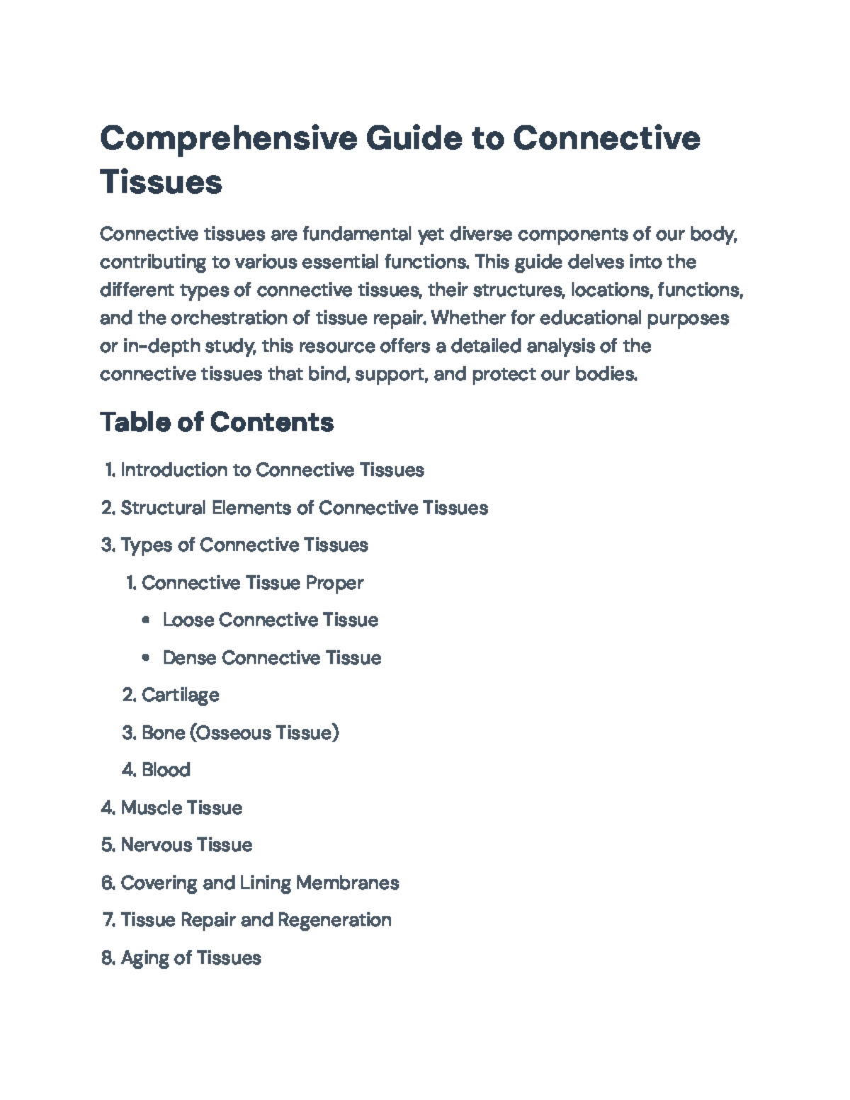 Comprehensive Guide to Connective Tissues: Structures & Functions - Comprehensive Guide to - Studocu
