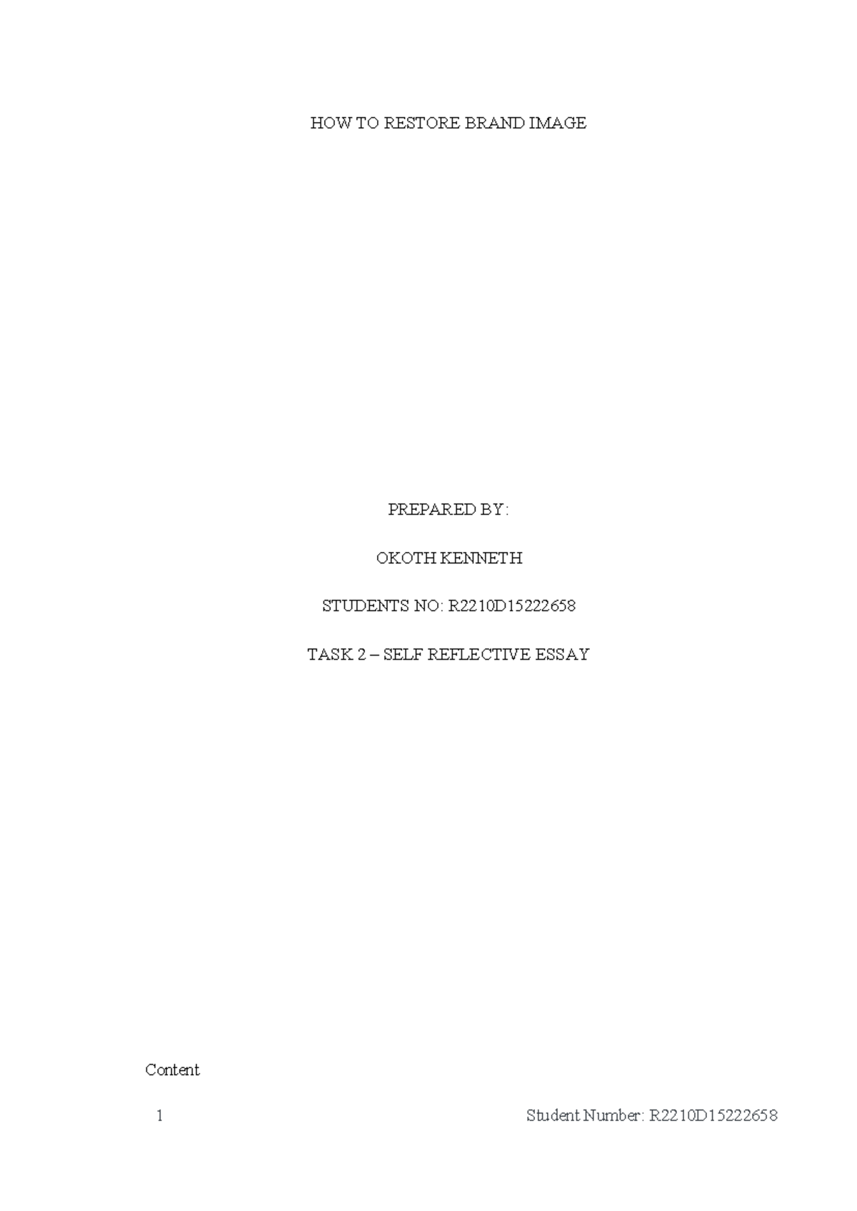 HOW TO Restore Brand Image - HOW TO RESTORE BRAND IMAGE PREPARED BY ...