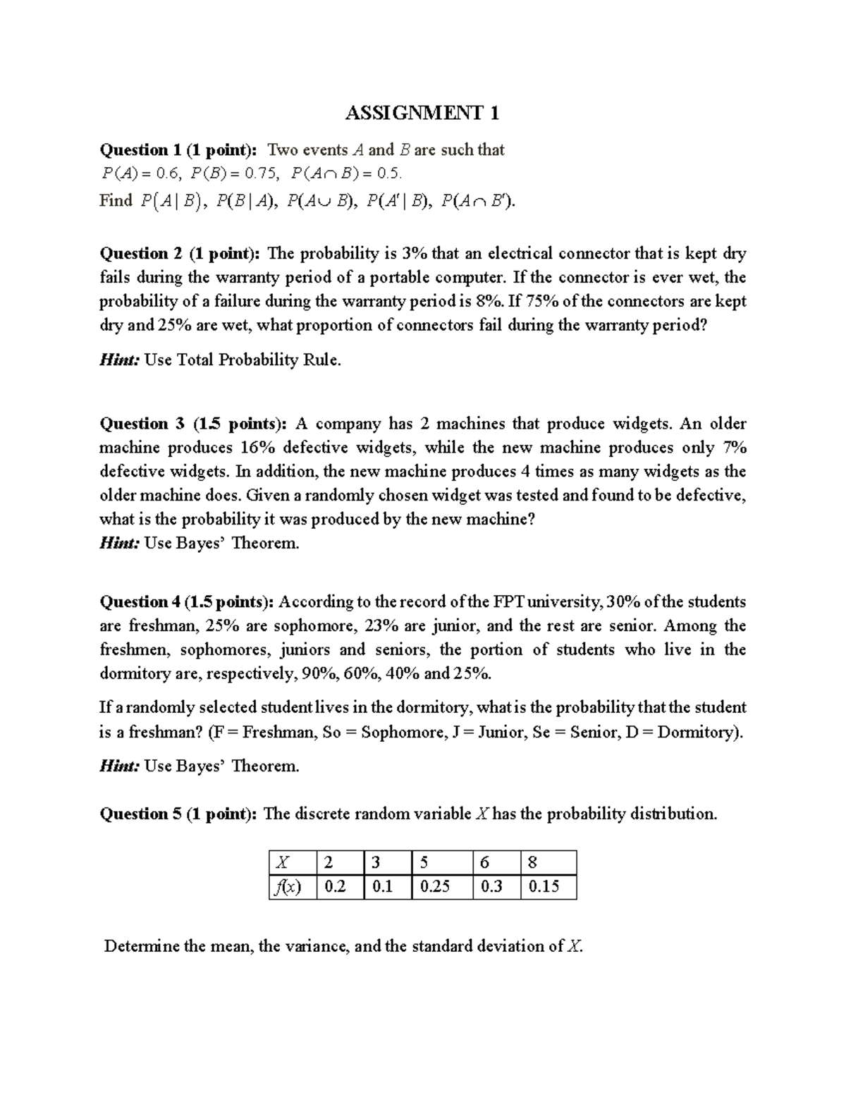 Assignment 1 - Probability Concepts & Applications (MATH101) - Studocu