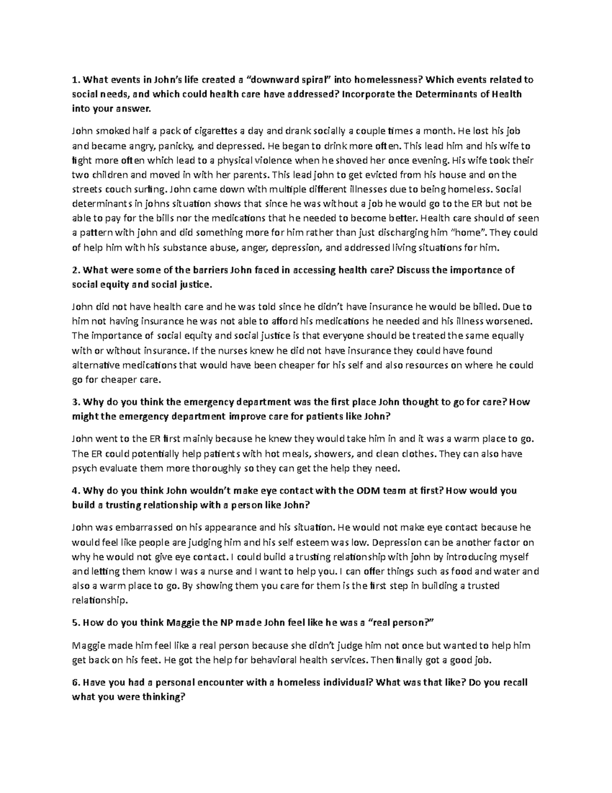 Homelessness Case Study: John's Journey & Healthcare Barriers - Studocu