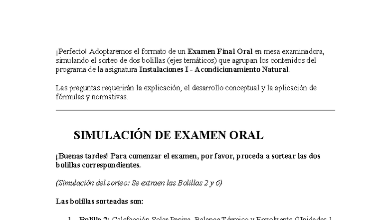 Examen Final Oral Simulado - Instalaciones I (Bolillas 2, 6, 4, 8 ...
