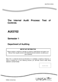 AUI3702 - Unisa - Internal Auditing - Test of Controls - Studocu