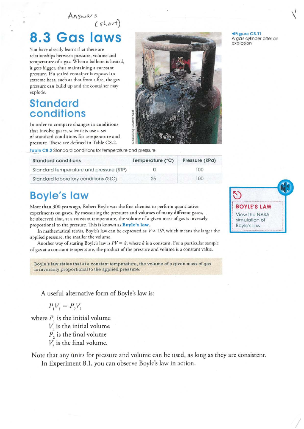 8.3 Gas Laws: Key Concepts and Worked Examples - Studocu