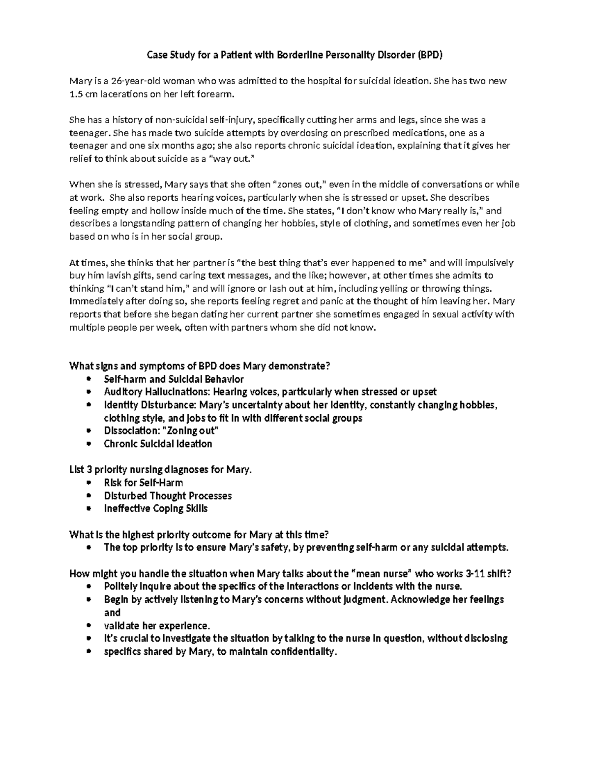 Case Study: Patient with BPD - Signs, Symptoms, and Nursing Diagnoses ...