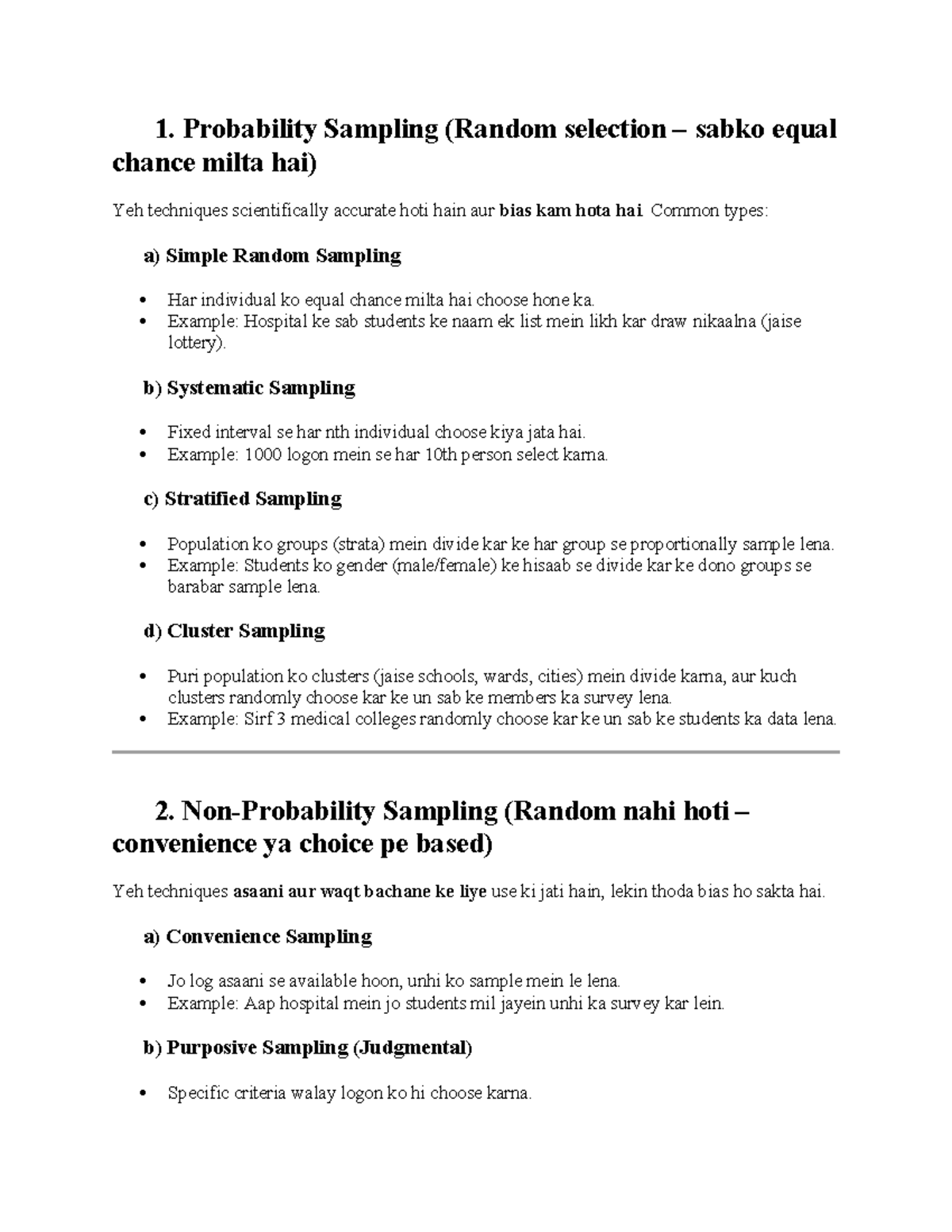 Sampling Techniques: Probability vs. Non-Probability Methods - Studocu