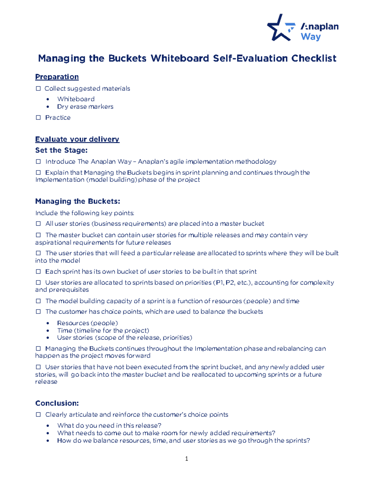 F2 Midterm Checklist for Managing the Buckets Whiteboard Evaluation ...