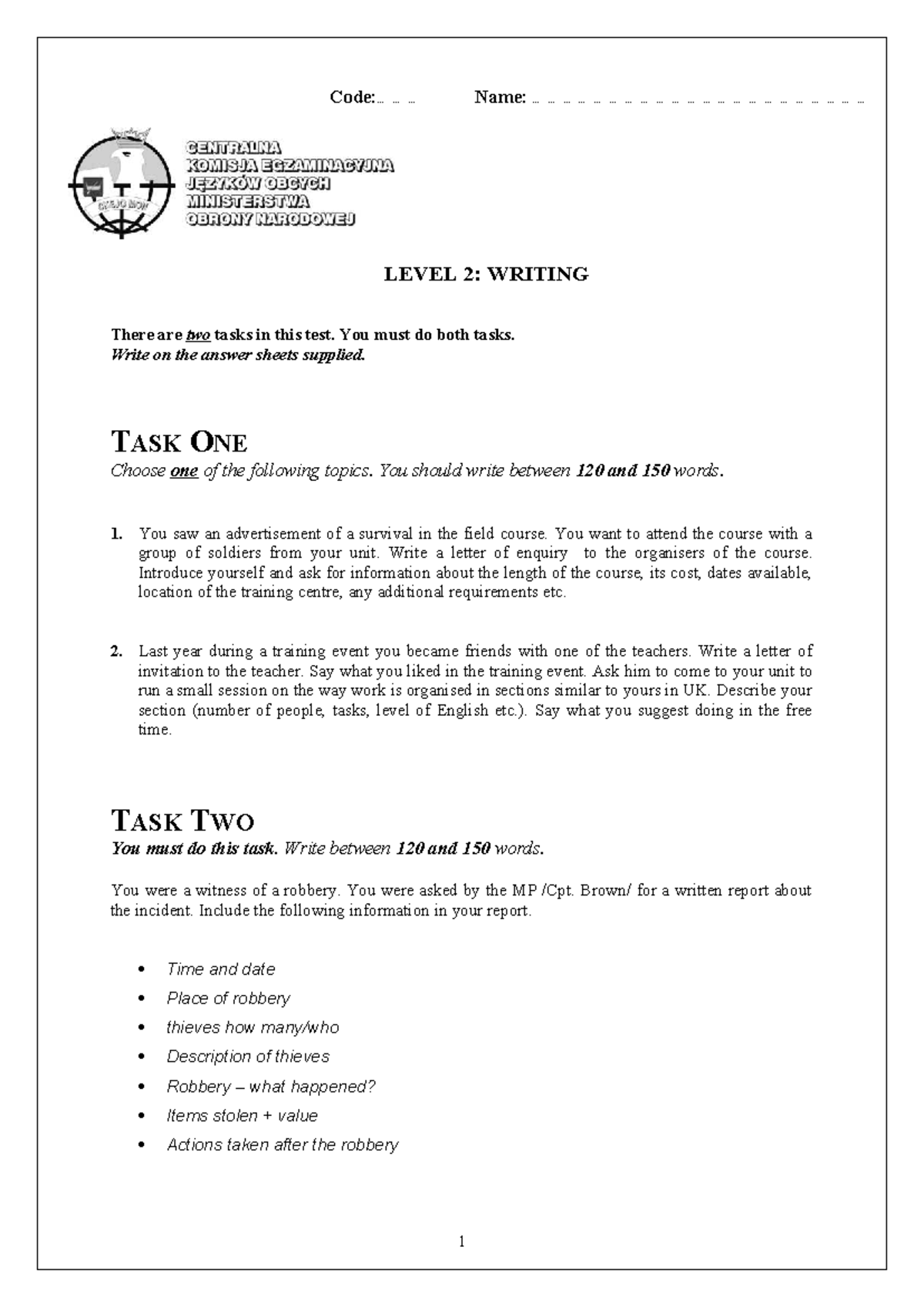 L2 024 Writing 2 - Test Instructions and Task Details - Studocu