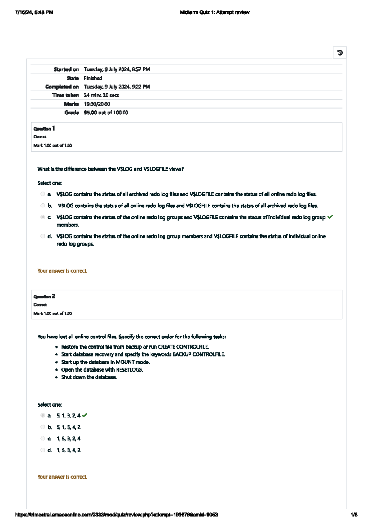 Database Midterm Quiz 1 Review and Key Concepts - Studocu