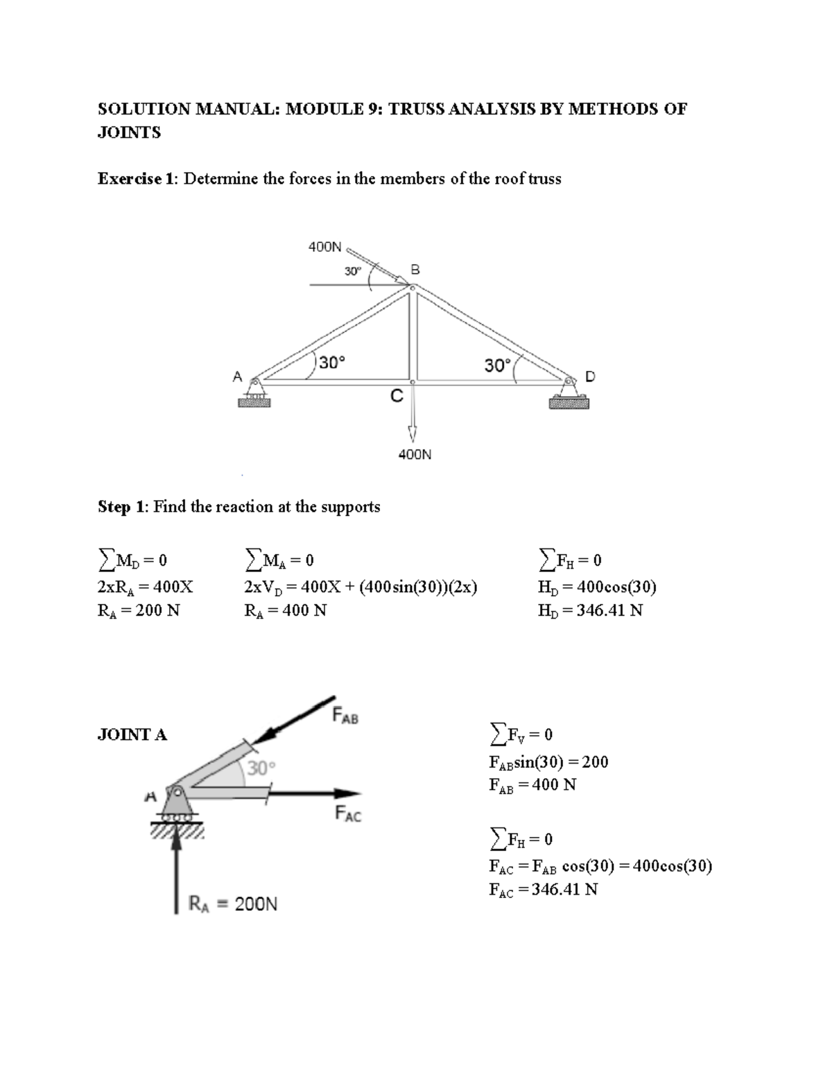Truss Analysis Solution Manual (MODULE 9 & 11) - Studocu