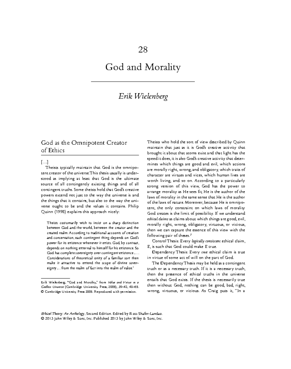 Ethical Theory: God as the Source of Morality (PHIL 101) - Studocu