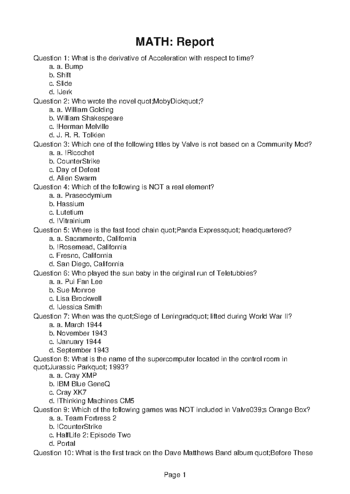 MATH207 Test Prep 6 - Practice Questions and Answers - Studocu