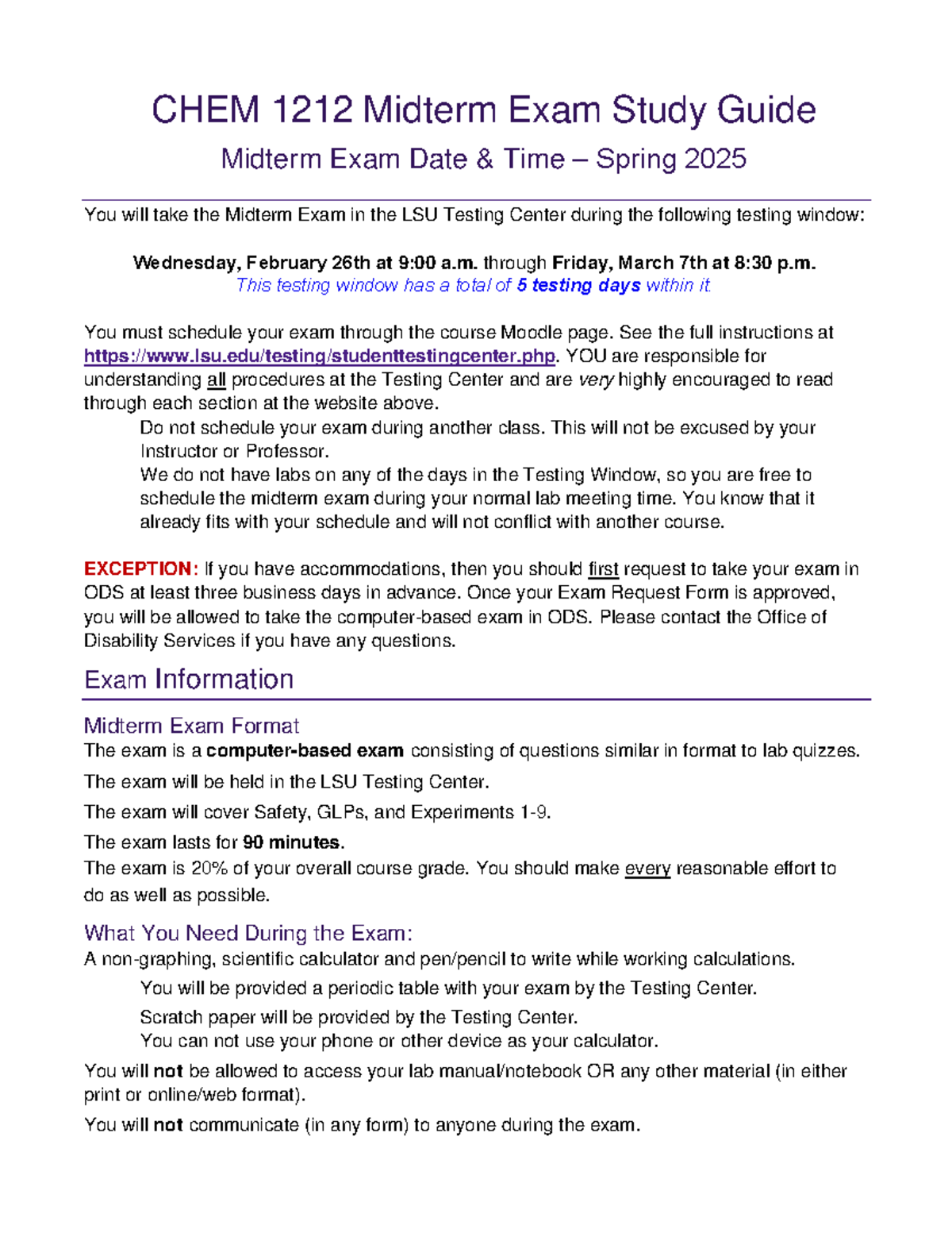 Spring 2025 CHEM 1212 Midterm Exam Prep & Study Guide - Studocu