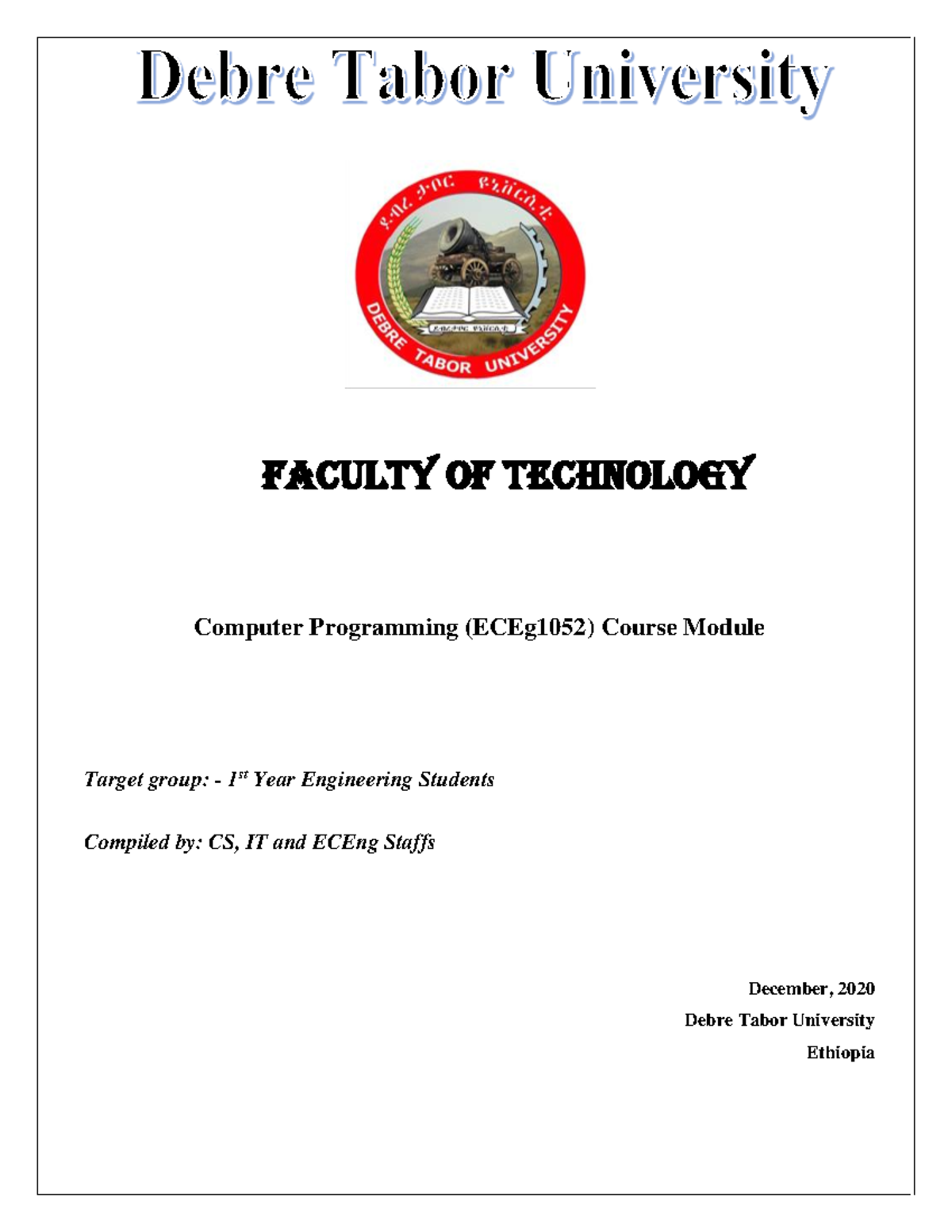Computer Programming Module (ECEg1052) Overview and Key Concepts - Studocu