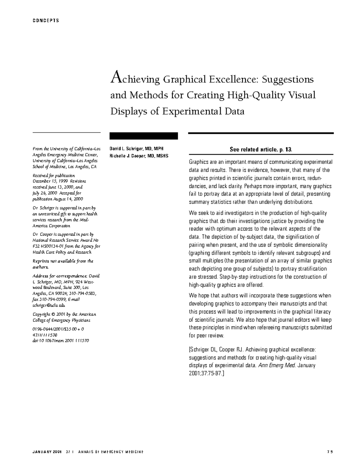 Achieving Graphical Excellence in Experimental Data Displays: EM 101 ...