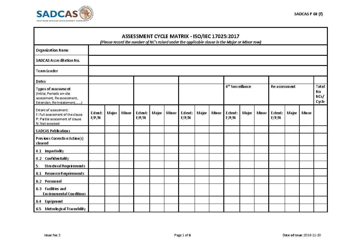 SADCAS F 60 (b) - ISO/IEC 17025:2017 Technical Requirements Analysis ...