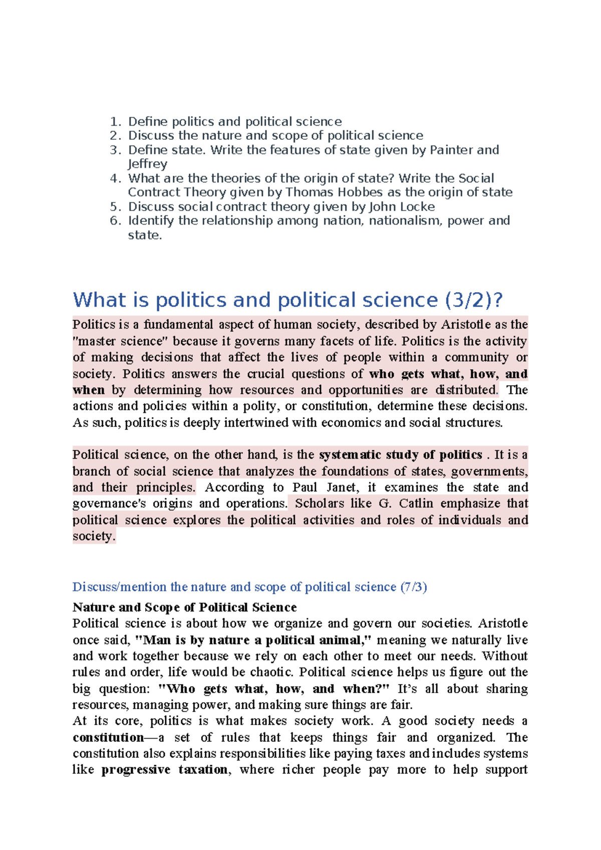 Define politics and political science - Define politics and political ...