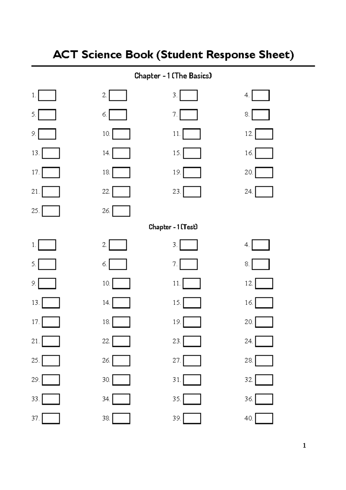 ACT Science Study Guide - Student Response Sheets & Tests - Studocu