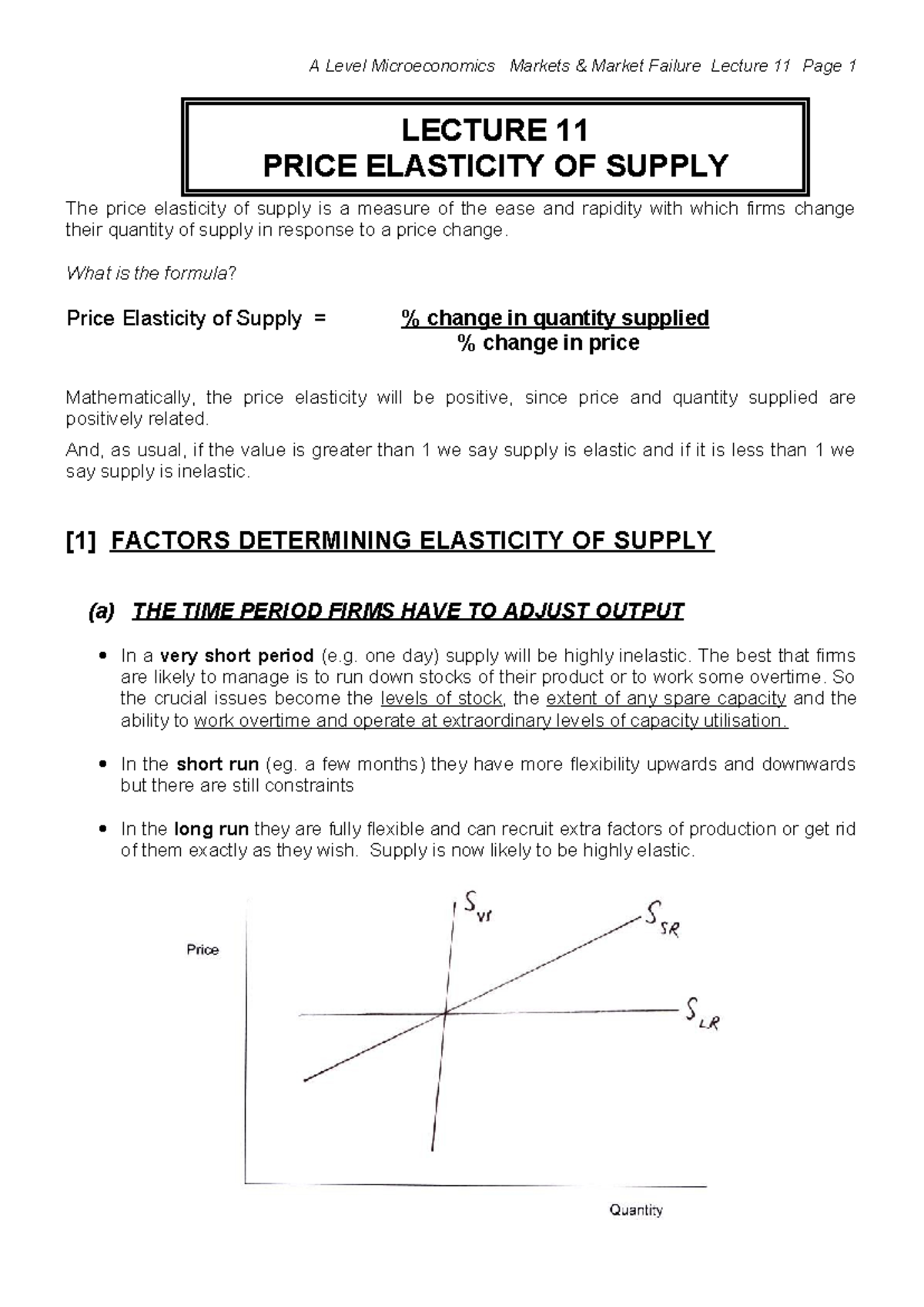 Price Elasticity of Supply - A Level Microeconomics Lecture 11 - The ...