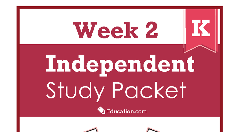 W2 Independent Study Packet: Kindergarten Week 2 Activities - Studocu