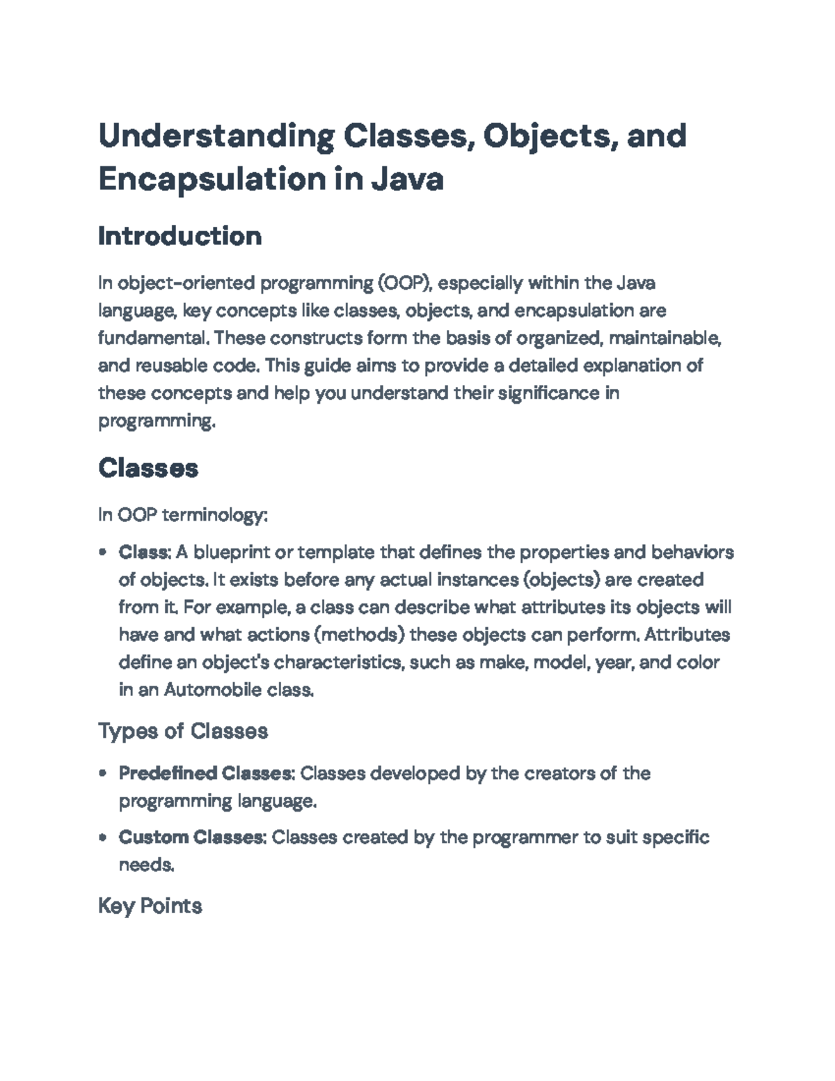 Java OOP Concepts: Detailed Guide on Classes, Objects & Encapsulation - Studocu
