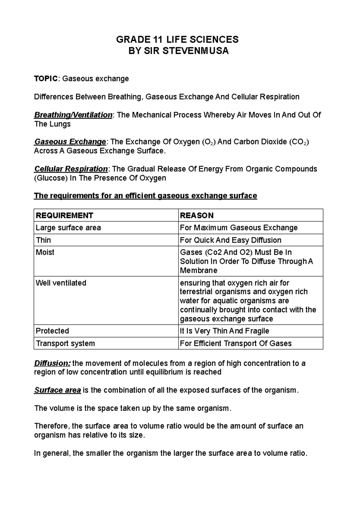 Grade 10 Life Sciences: Circulatory System Overview and Functions - Studocu