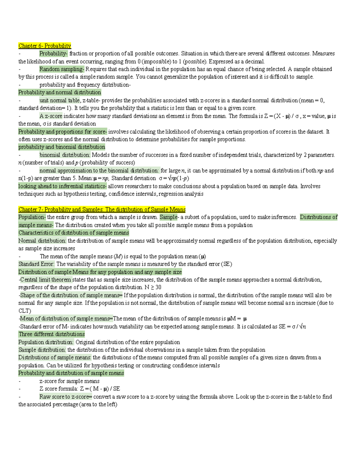 Data Analysis Exam 2 Study Guide: Probability Concepts & Samples - Studocu