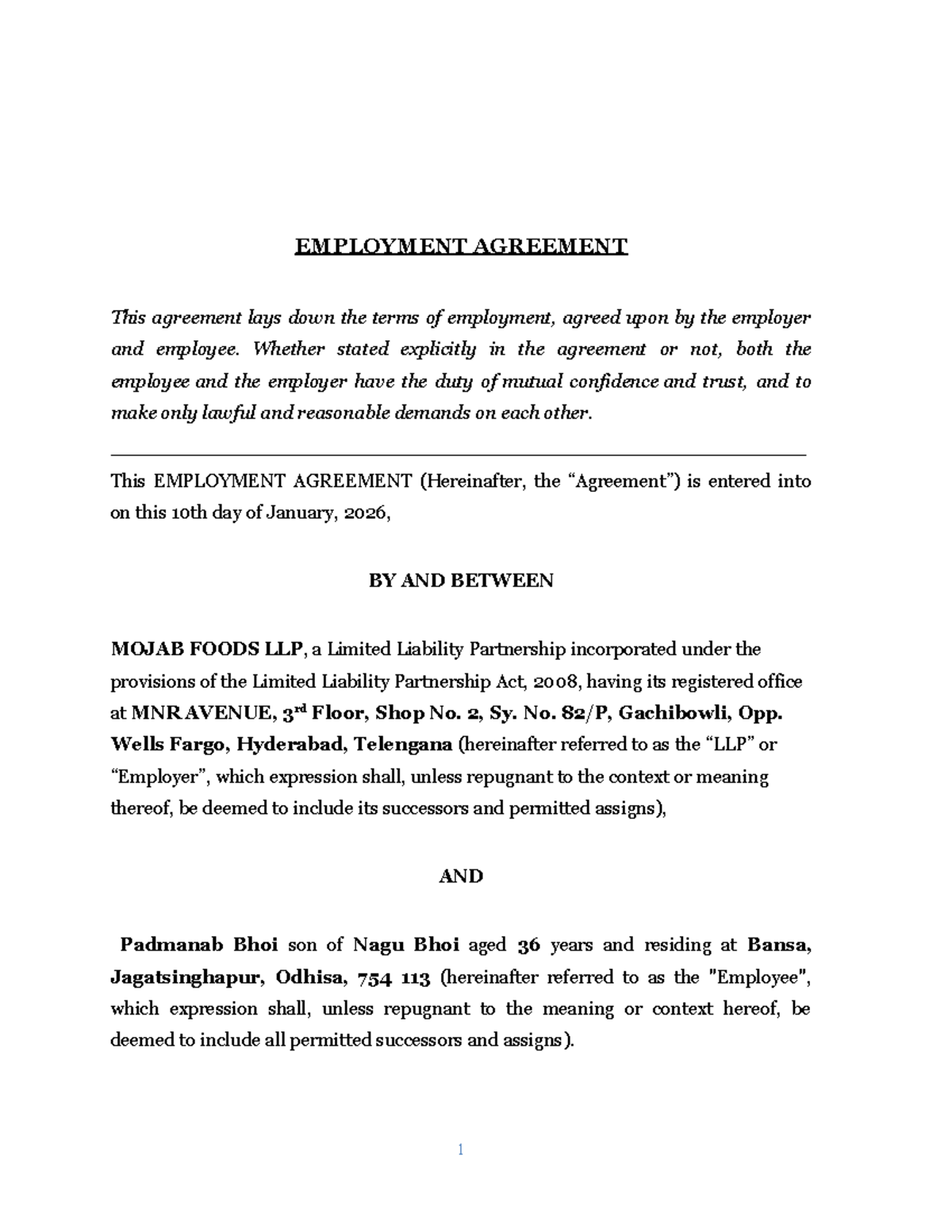 Employment Agreement - vvvvvvvvvv - EMPLOYMENT AGREEMENT This agreement ...