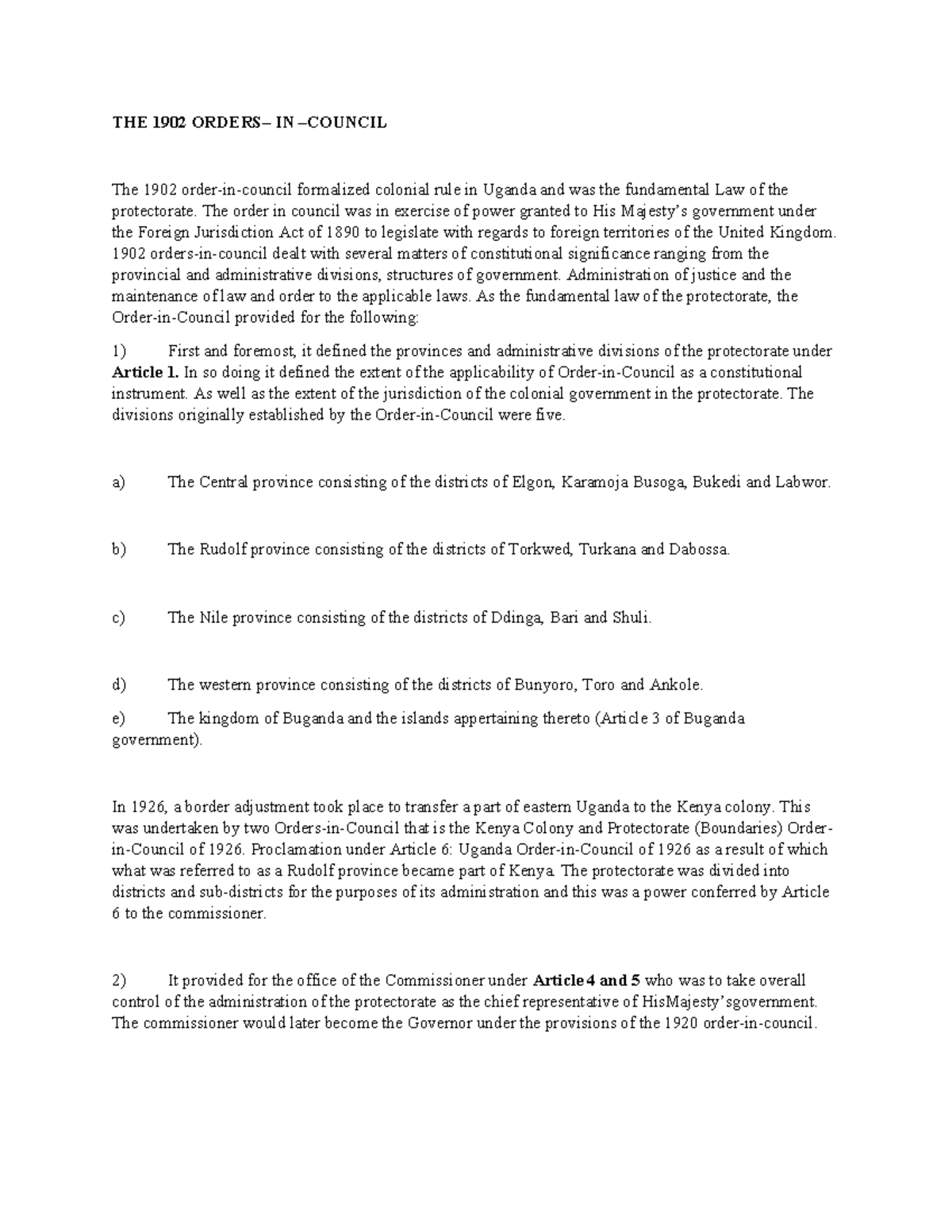 1902 Order IN Council 015341 - THE 1902 ORDERS– IN –COUNCIL The 1902 ...