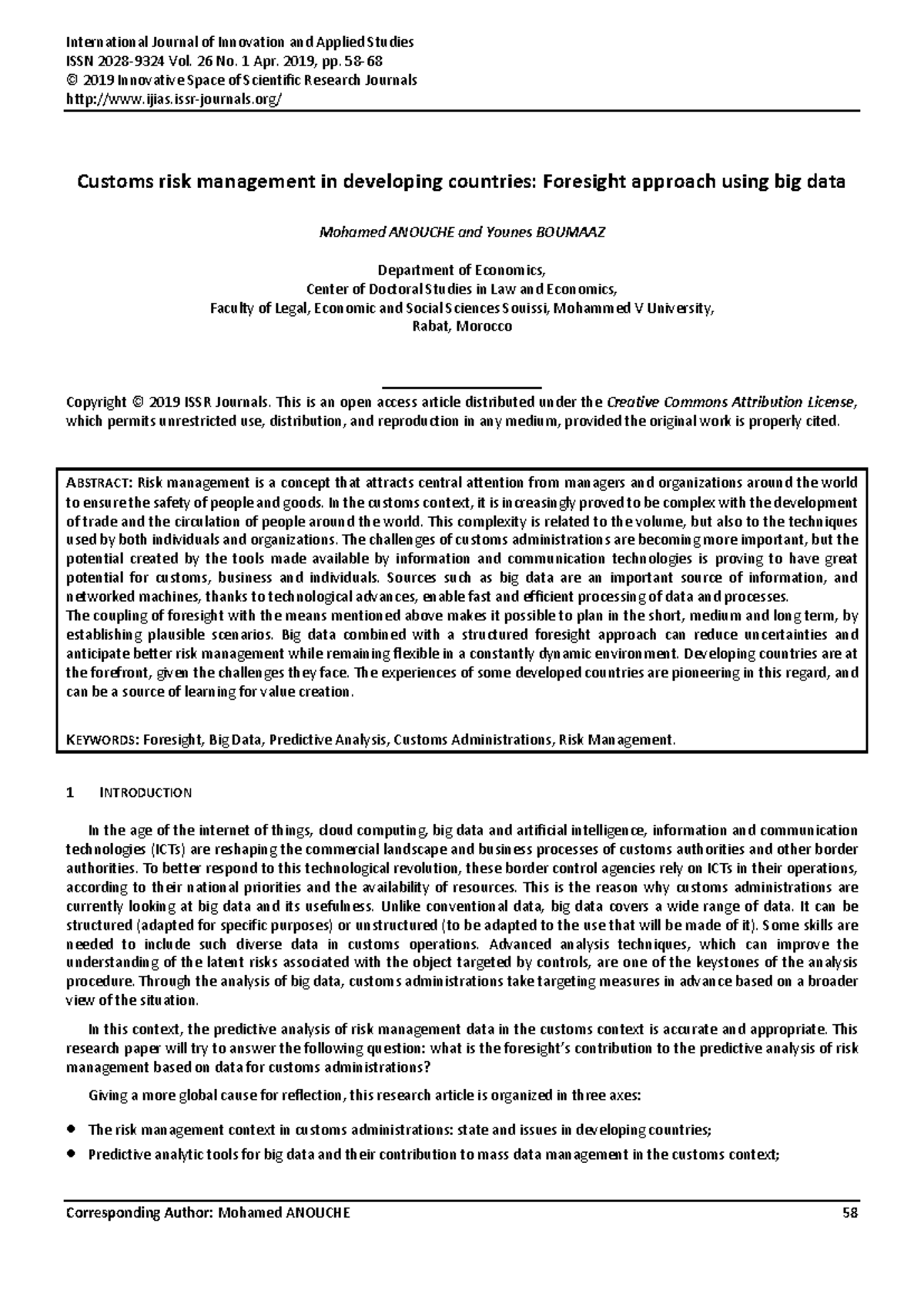 Customs Risk Management in Developing Countries: A Foresight Approach ...