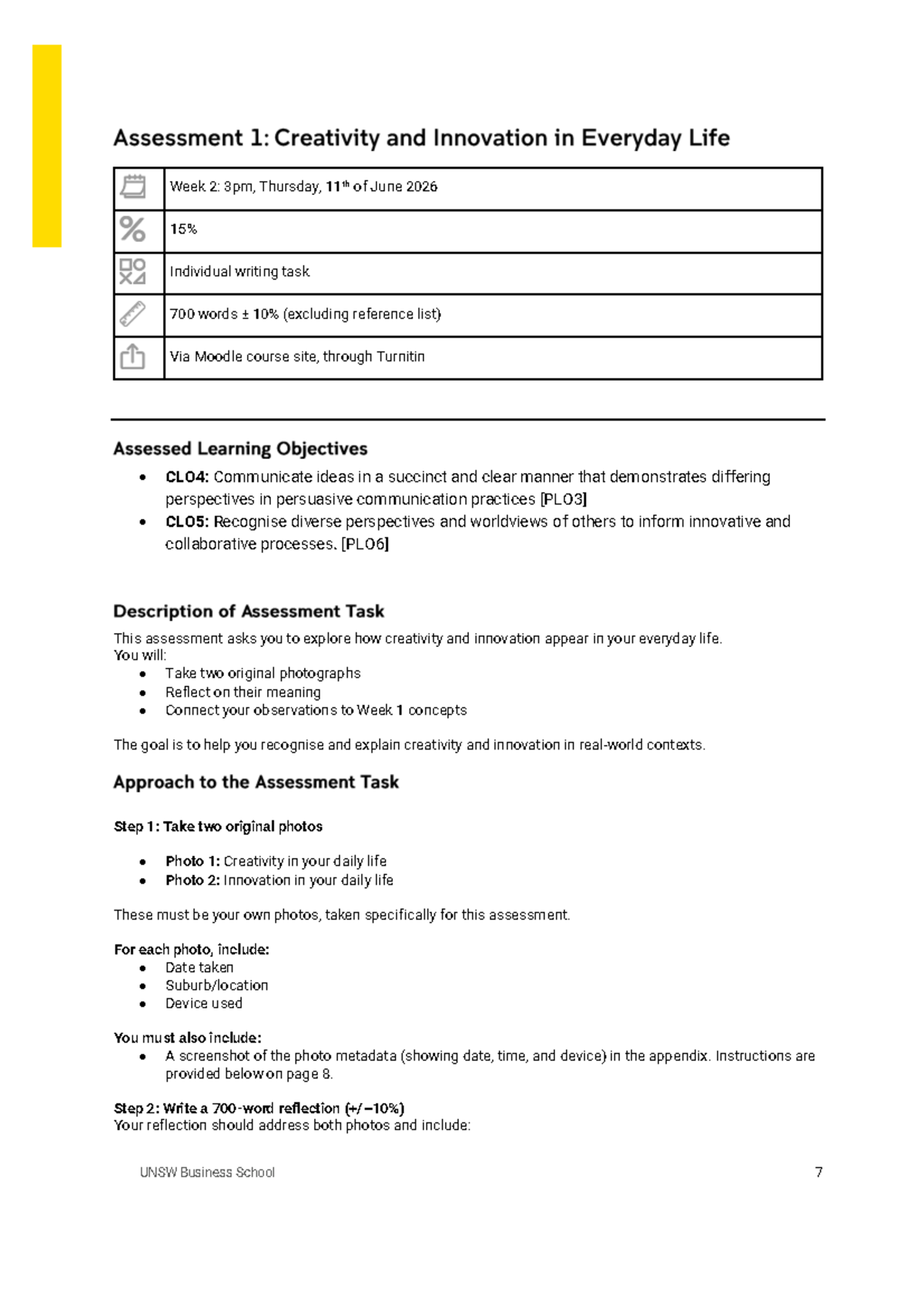 COMM1120 Assessment 1: Creativity & Innovation Reflection Guide - Studocu