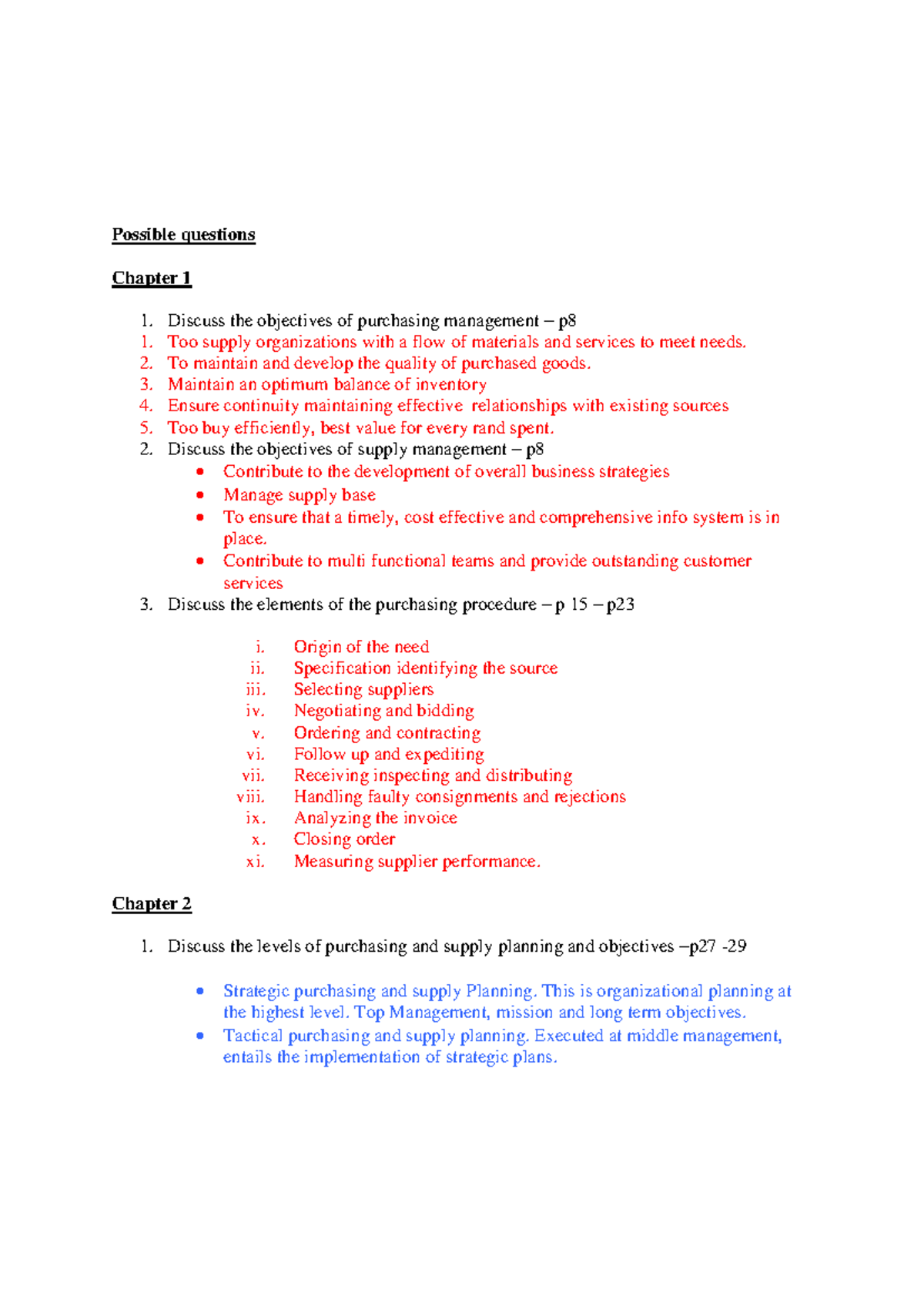 MNP2601 Study Guide: Comprehensive Q&A for Purchasing & Supply Chain ...