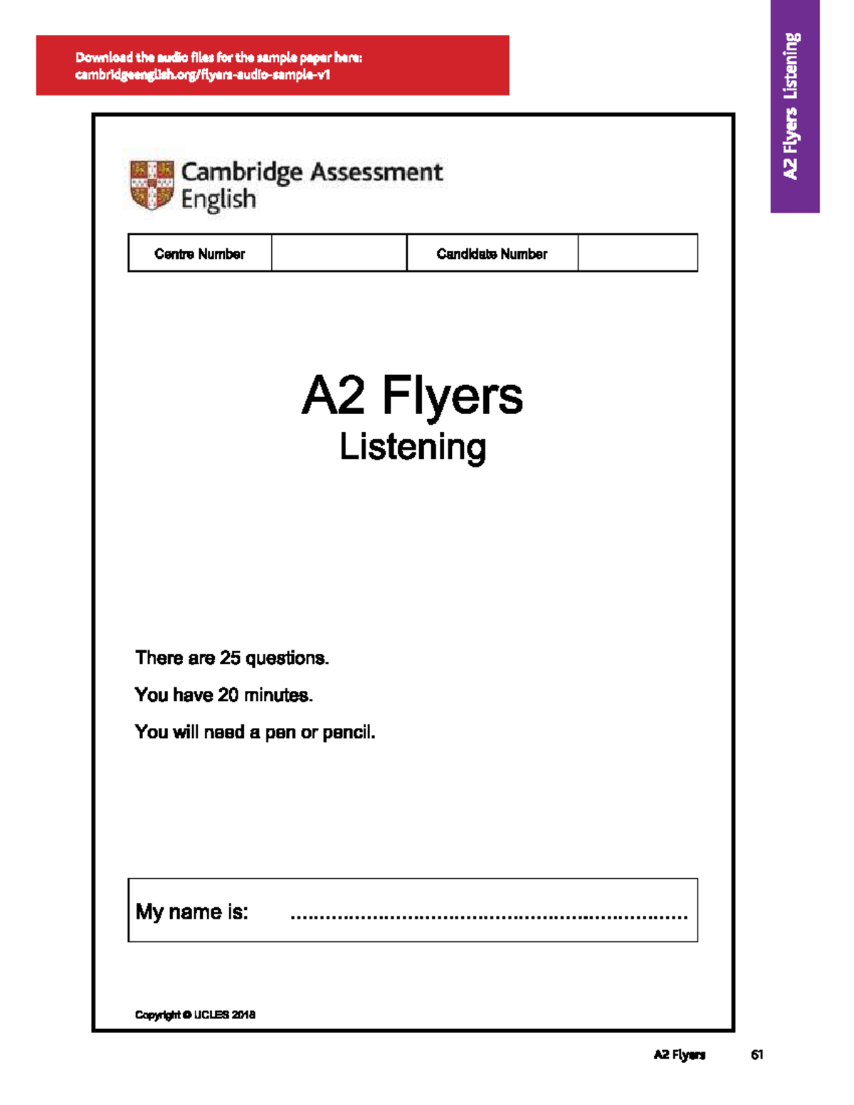 A2 Flyers Listening & Reading Practice Test Guide - Studocu
