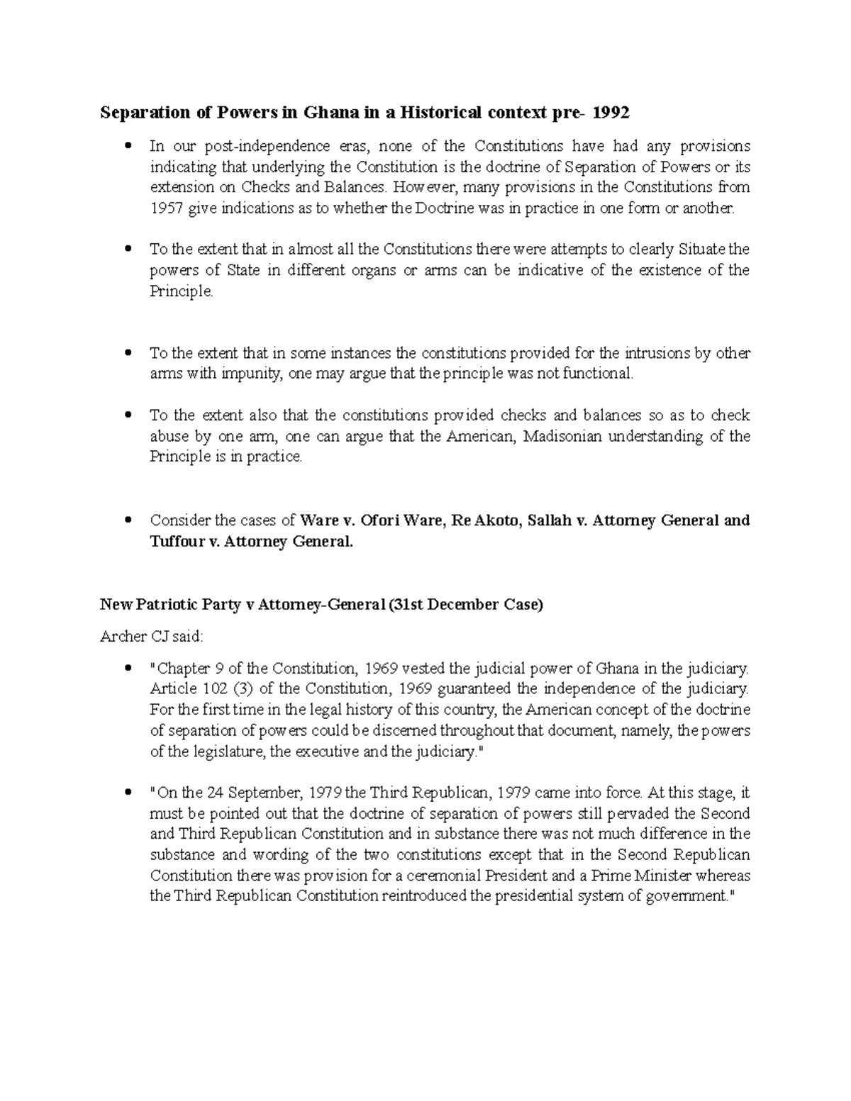 Separation of Powers in Ghana: A Historical and Contemporary Analysis ...