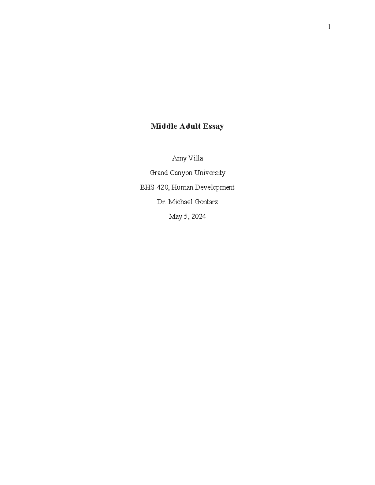 Middle Adult Essay (HD 101) - Insights on Adulthood & Healthy ...