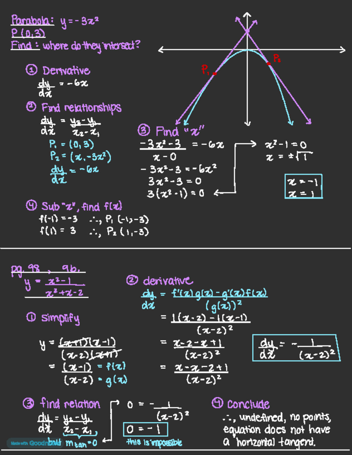 Test 1 - Parabola Intersection and Derivative Analysis - Studocu