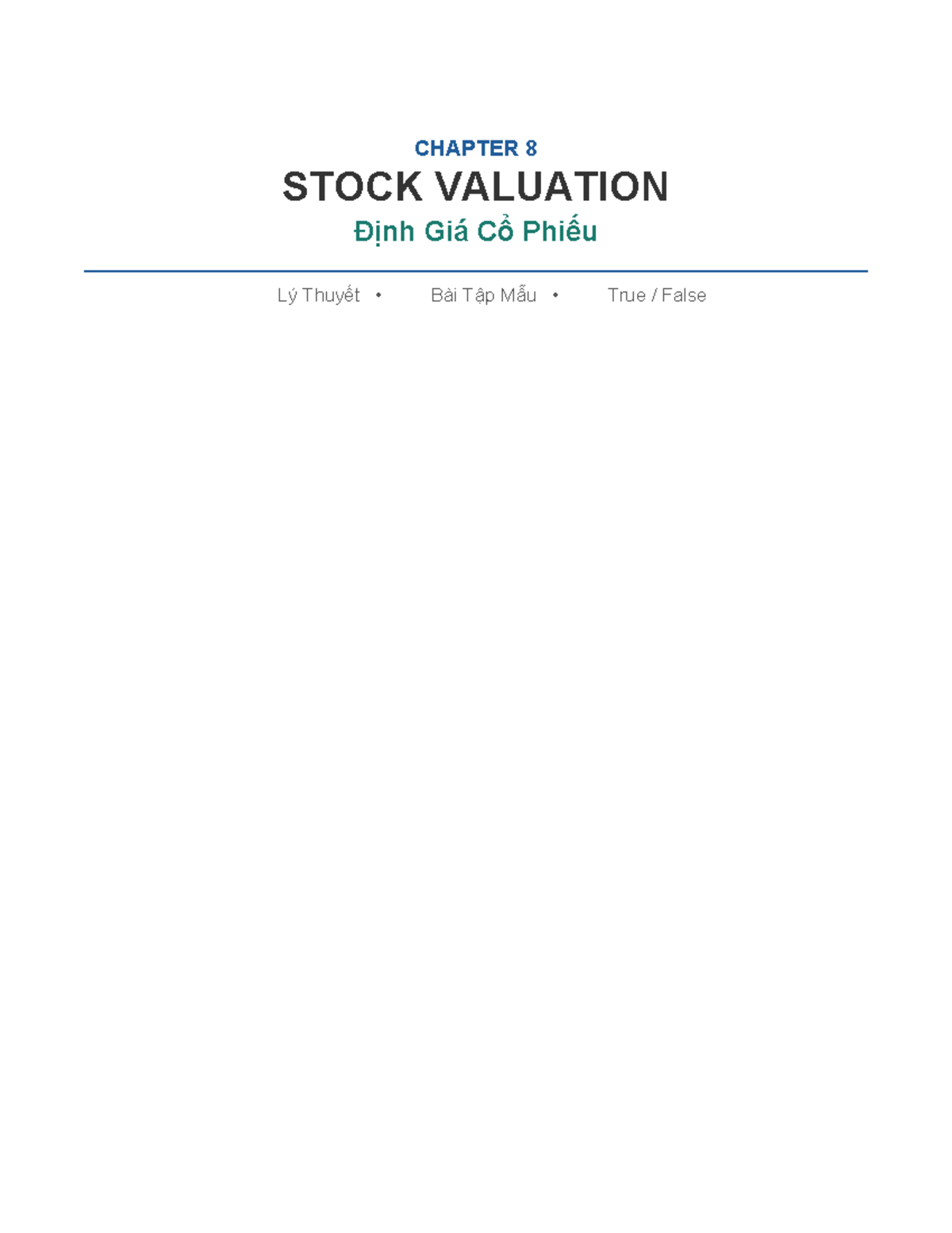 CHAPTER 8: STOCK VALUATION STUDY GUIDE (LG1, LG2, LG5, LG6) - Studocu