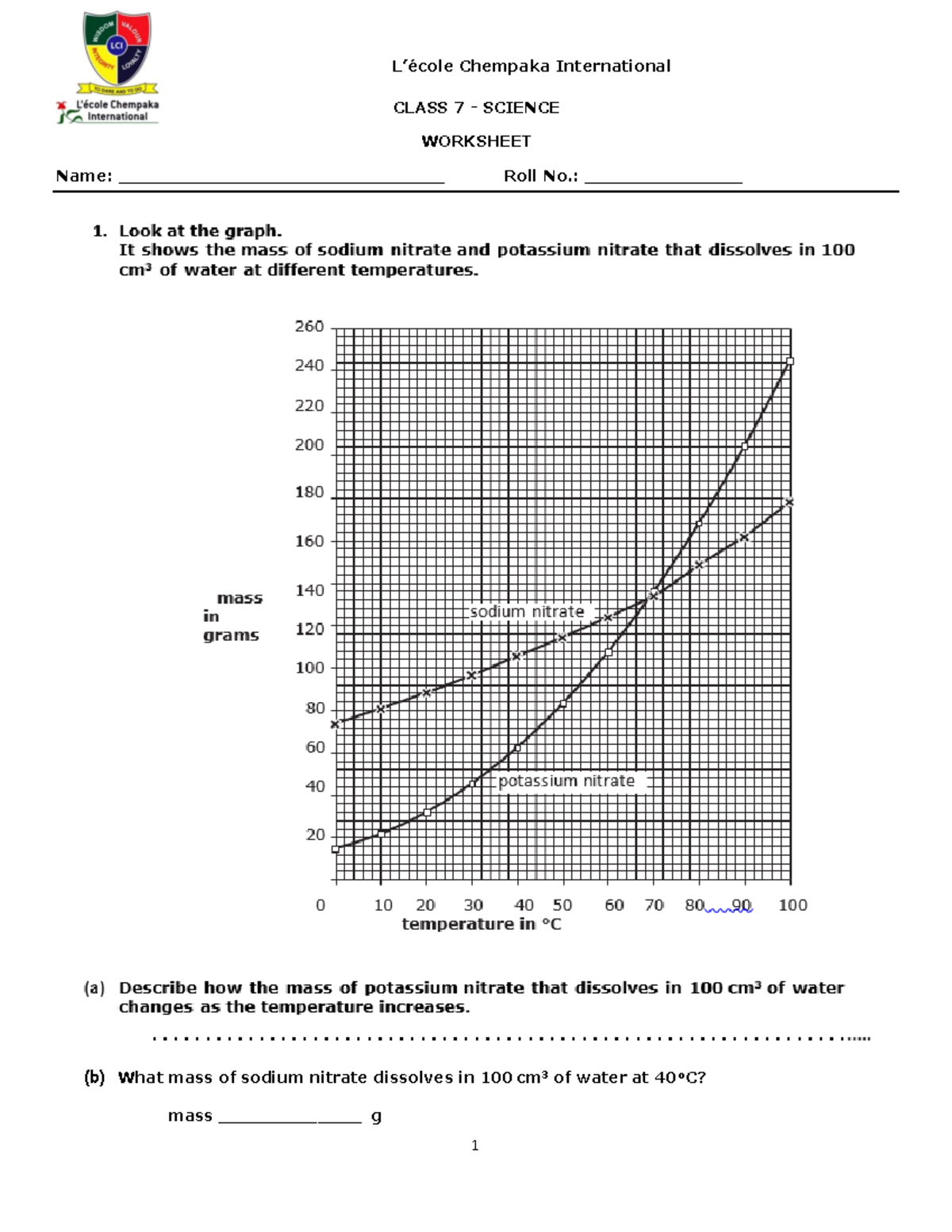CLASS 7 SCIENCE WORKSHEET: Properties of Materials - 1 - Studocu