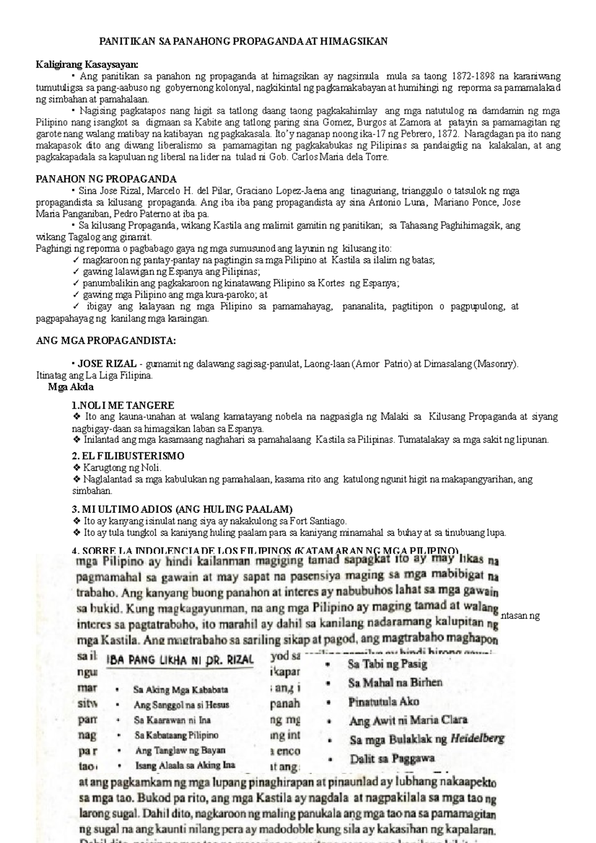 Panitikan ng Propaganda at Himagsikan (1872-1898) sa Pilipinas - Studocu