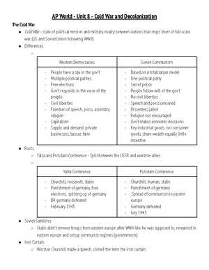AP World - Study Guide - Unit 7 - Global Conflicts - AP World - Global ...