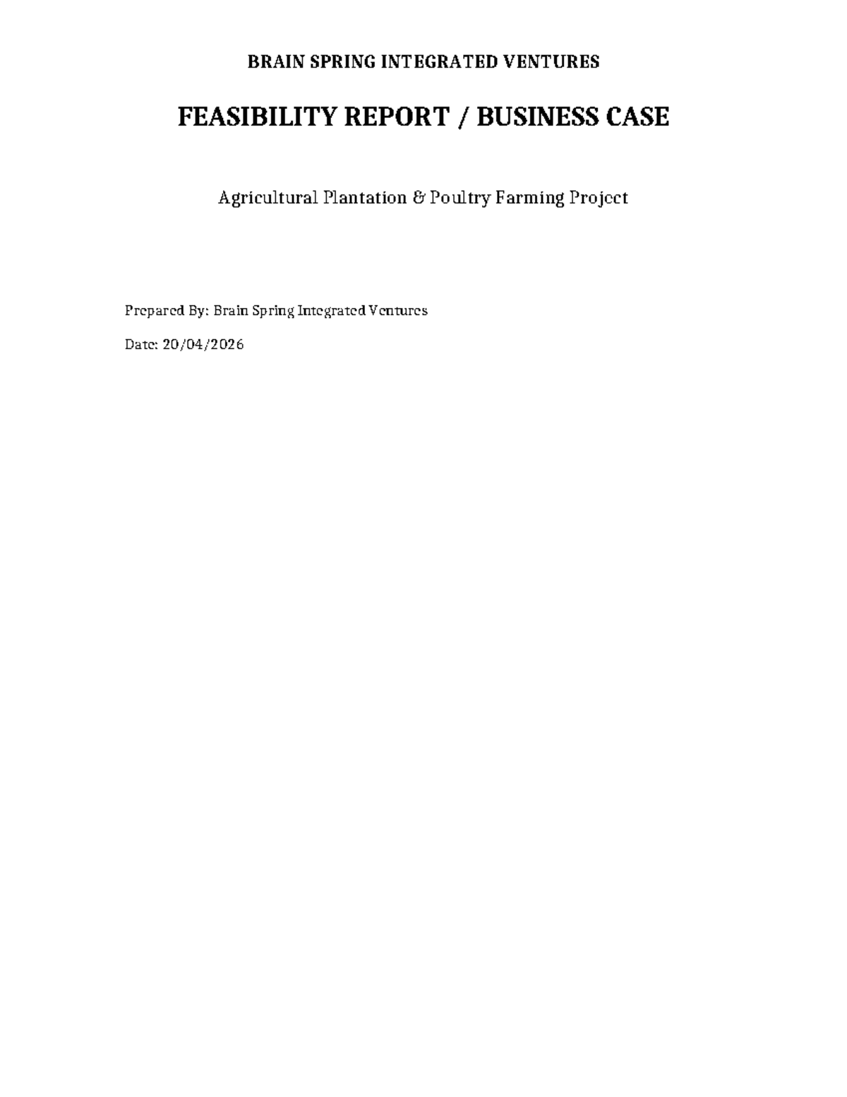 Feasibility Report: Agricultural Plantation & Poultry Farming Project ...